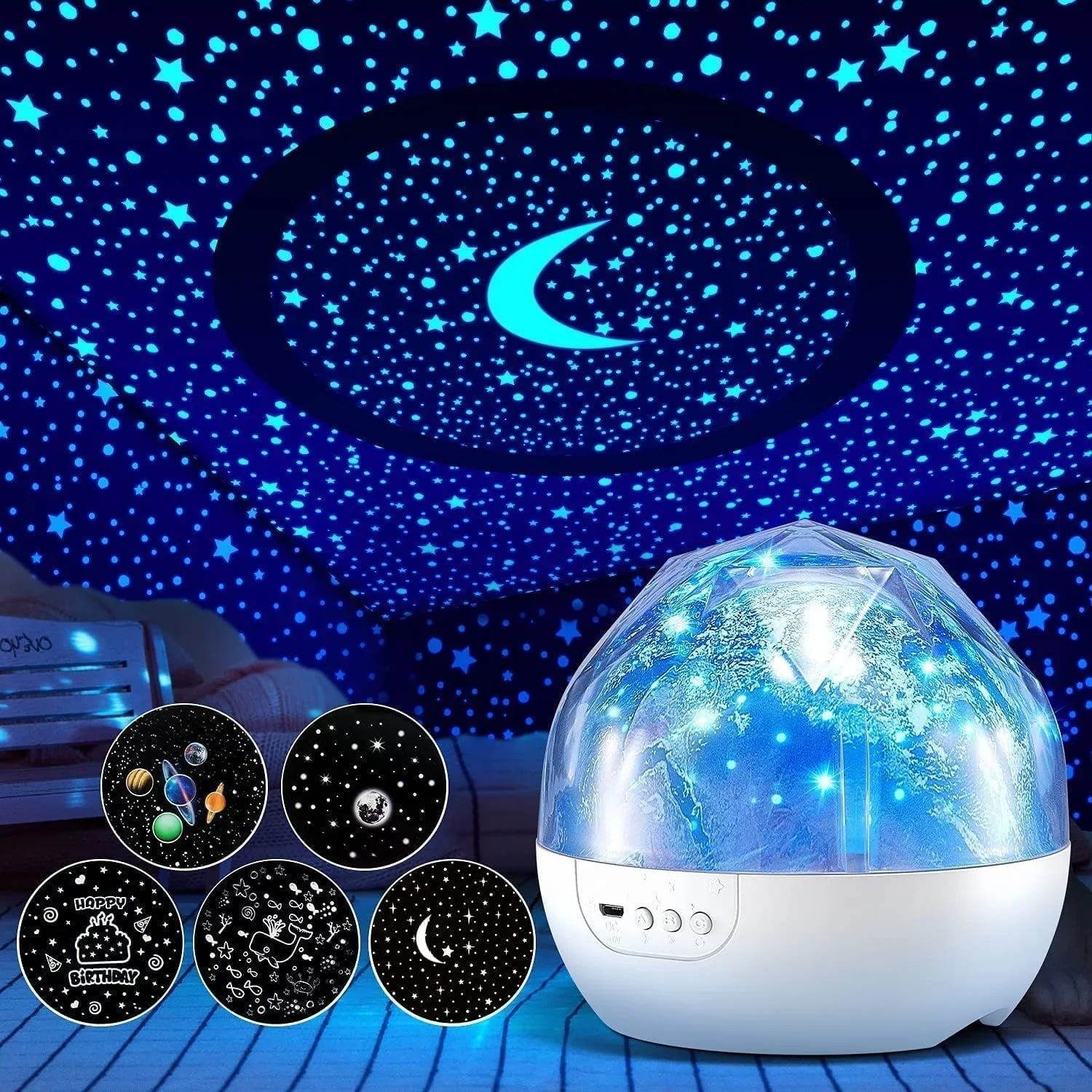 XAOCENH Solar System Projector Light °Rotating + 5 Films Night Light ...