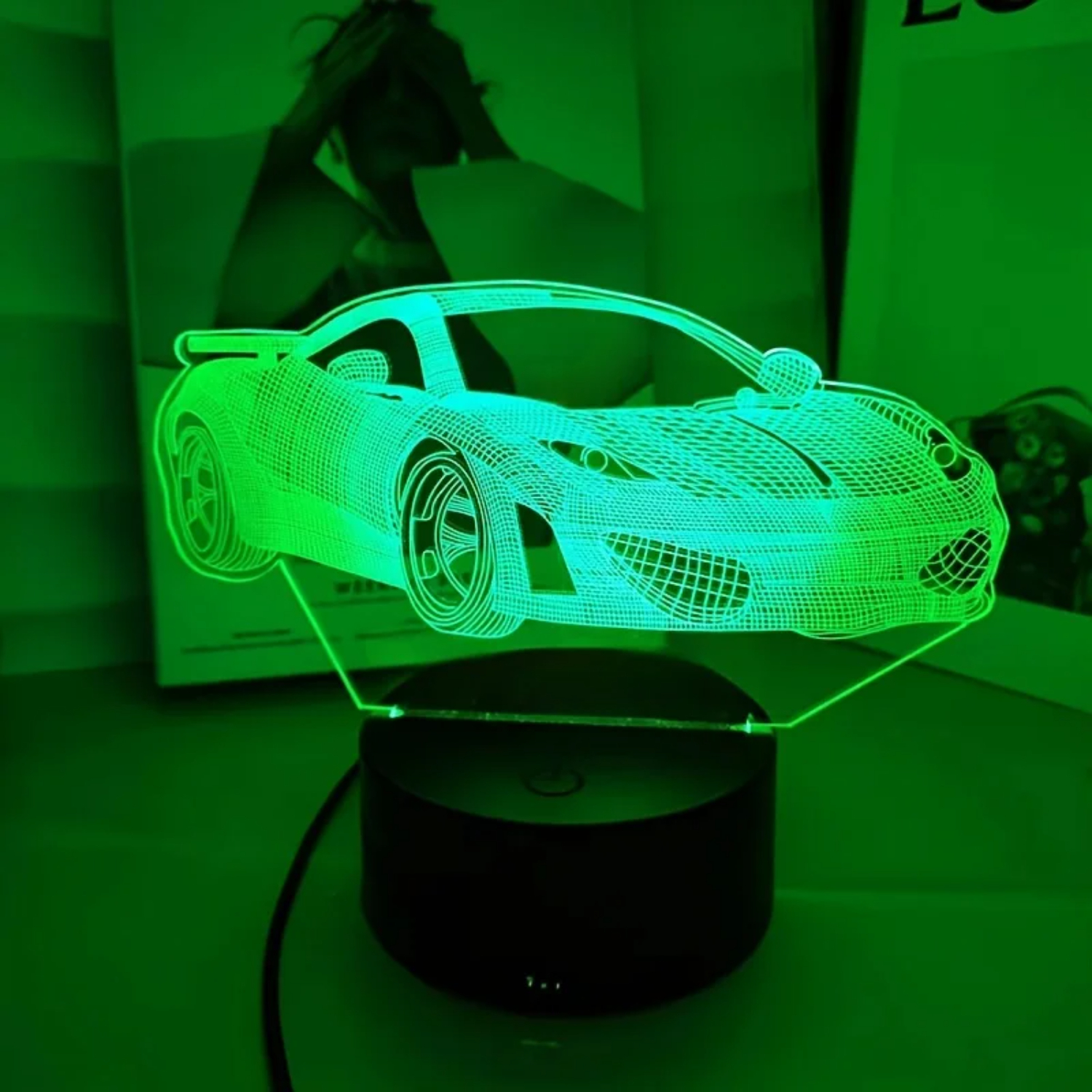XAOCENH Stylish 3D Car Night Light Lamp with 7-Color Changing Ambient ...