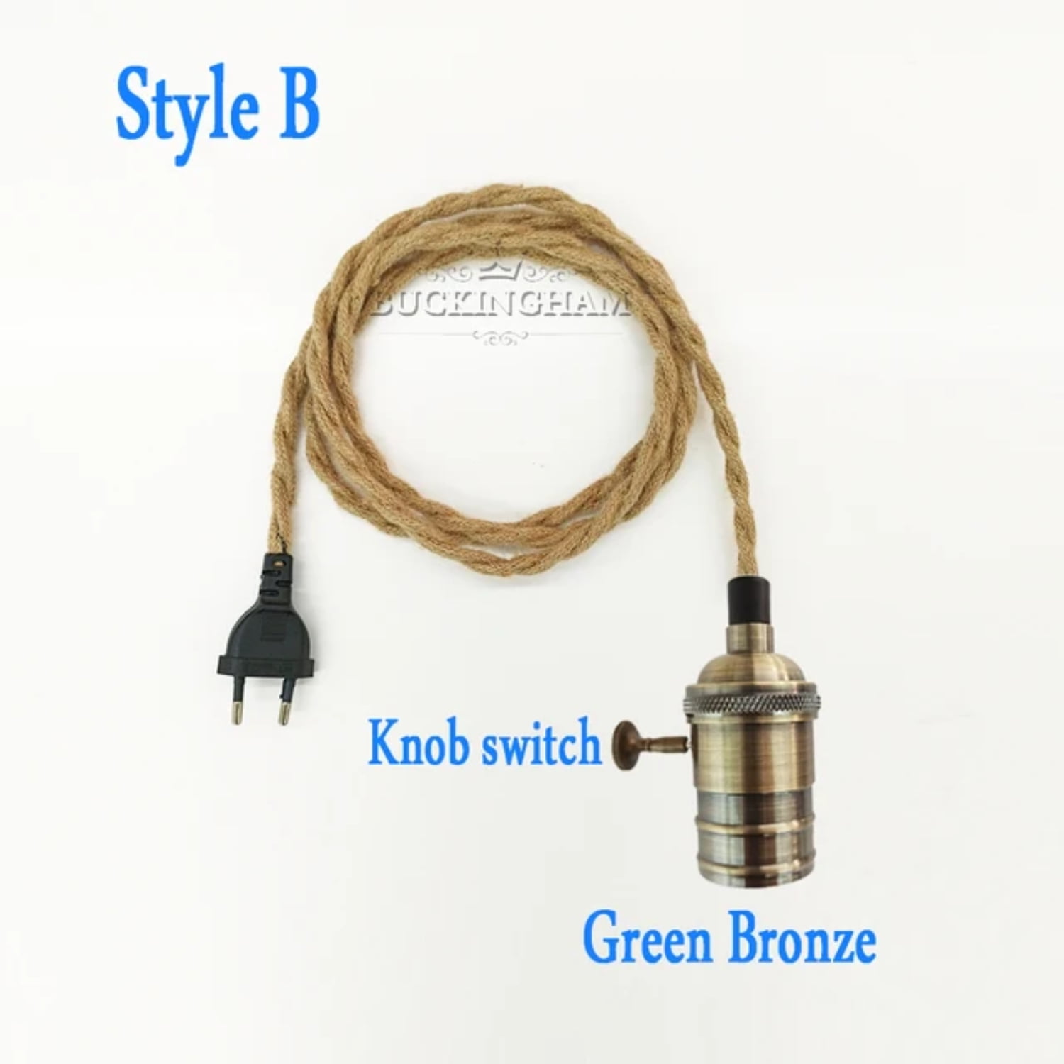 XAOCENH Vintage Retro Hemp Rope Hanging Light Wire with E27 Edison Bulb ...