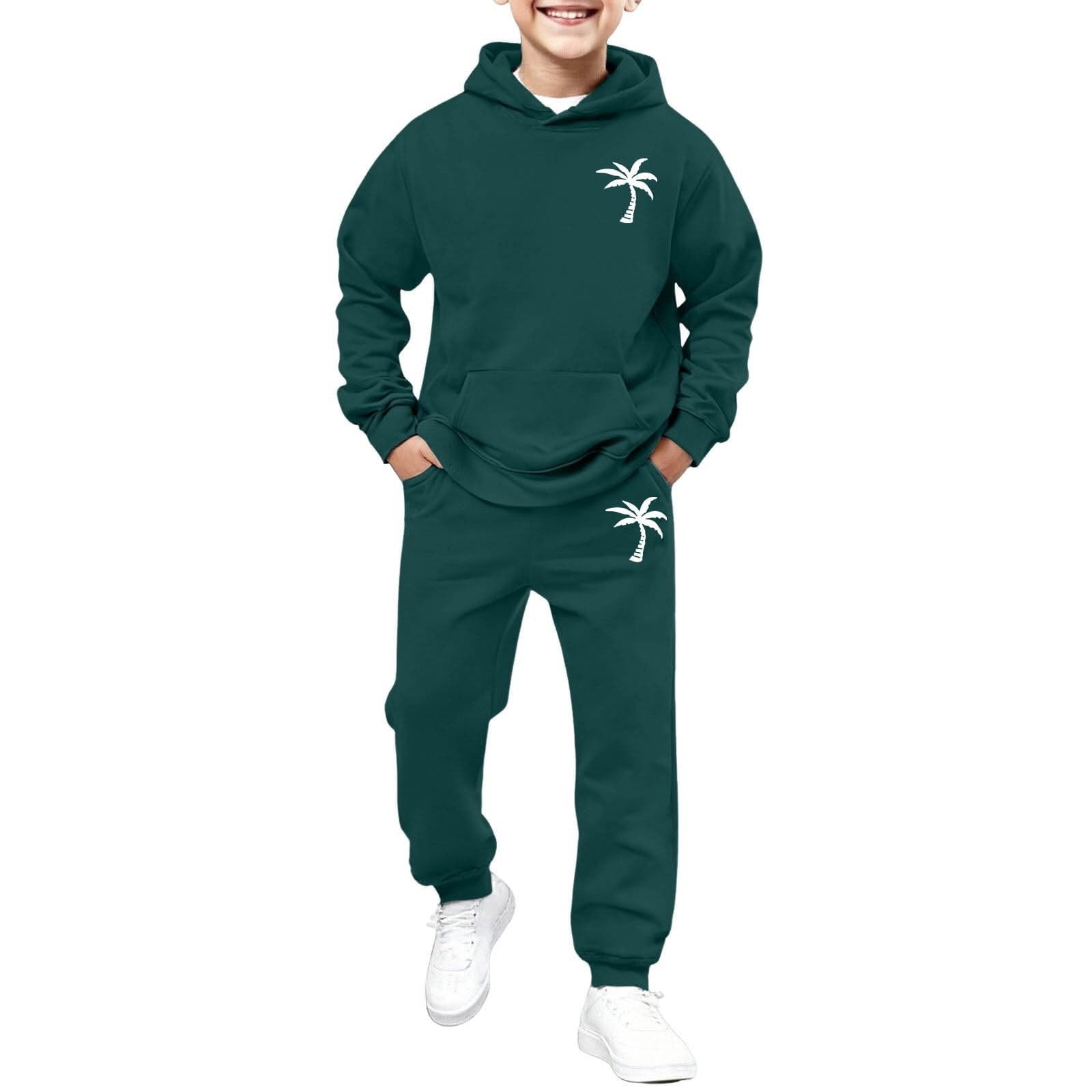 XAOFW Boy's Outfit Sets Graphic Print Long Sleeve Hoodie And Sweatpants ...