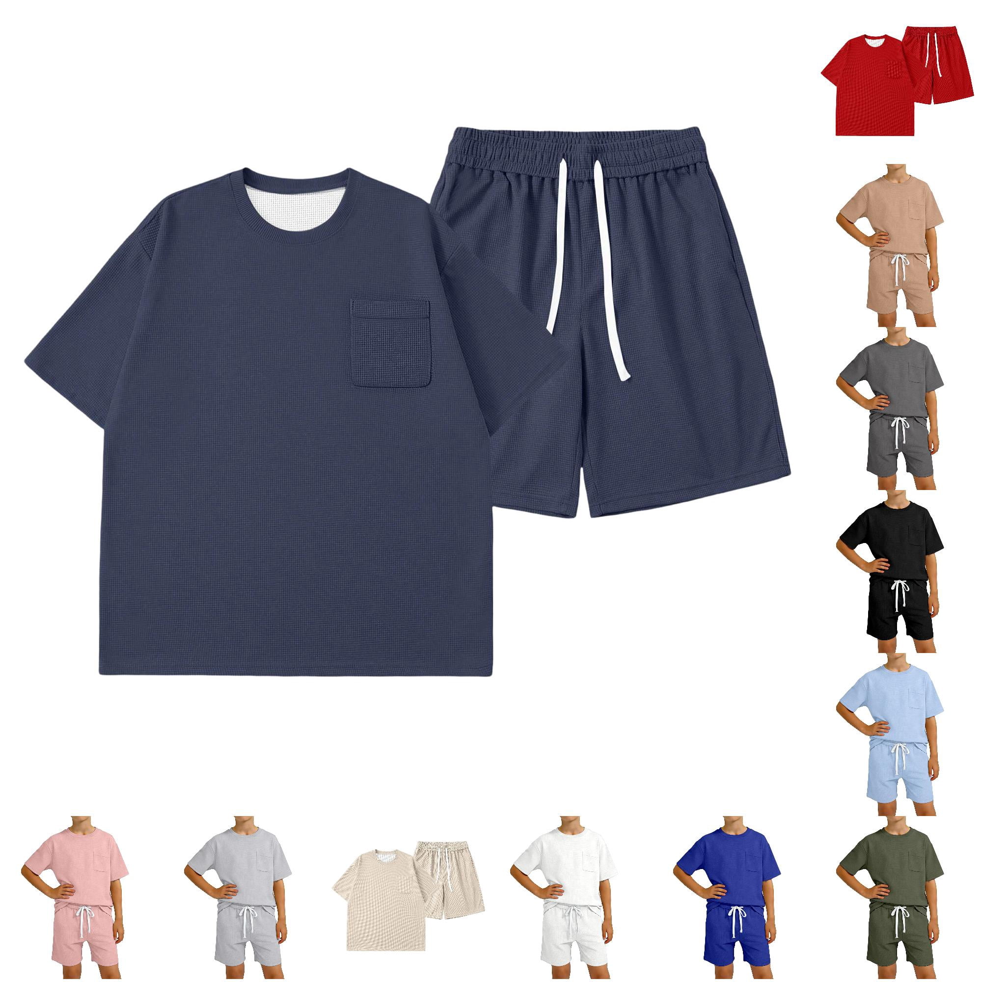 XAOFW Boys Outfits Short Sleeve Sold Color T Shirts Shorts Toddler Kids ...