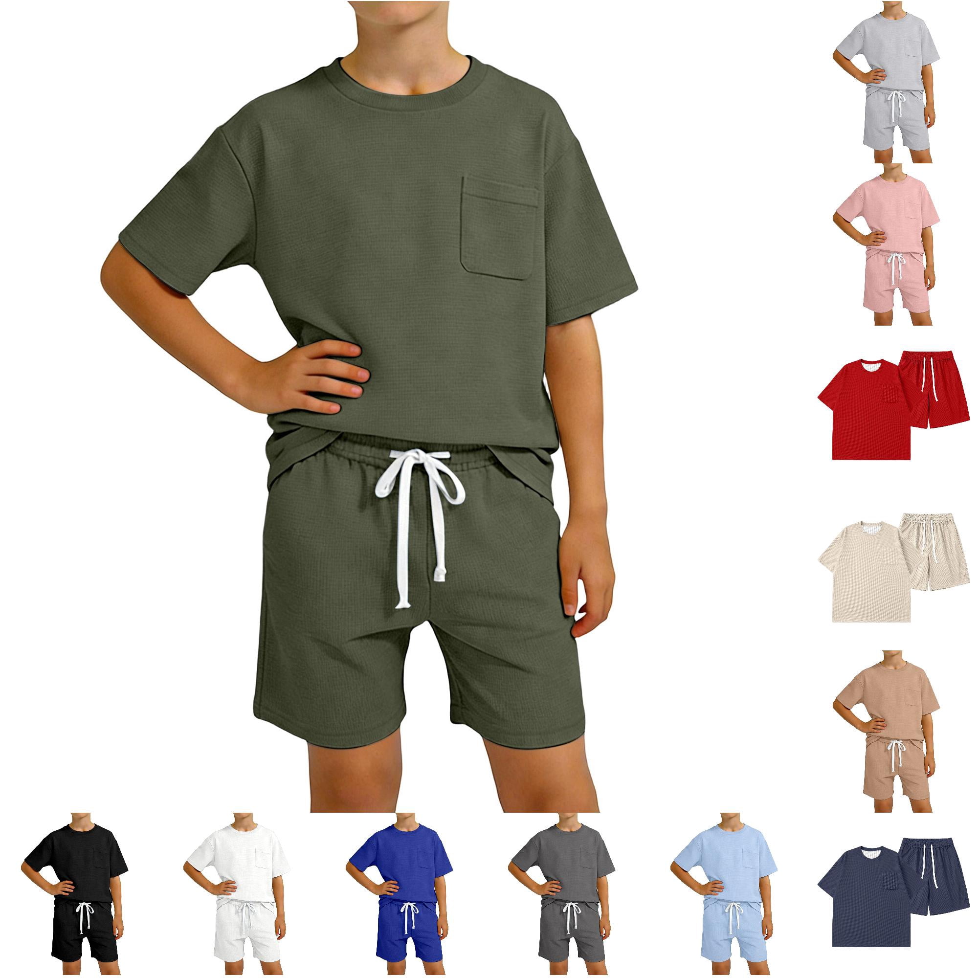 XAOFW Boys Outfits Short Sleeve Sold Color T Shirts Shorts Toddler Kids ...