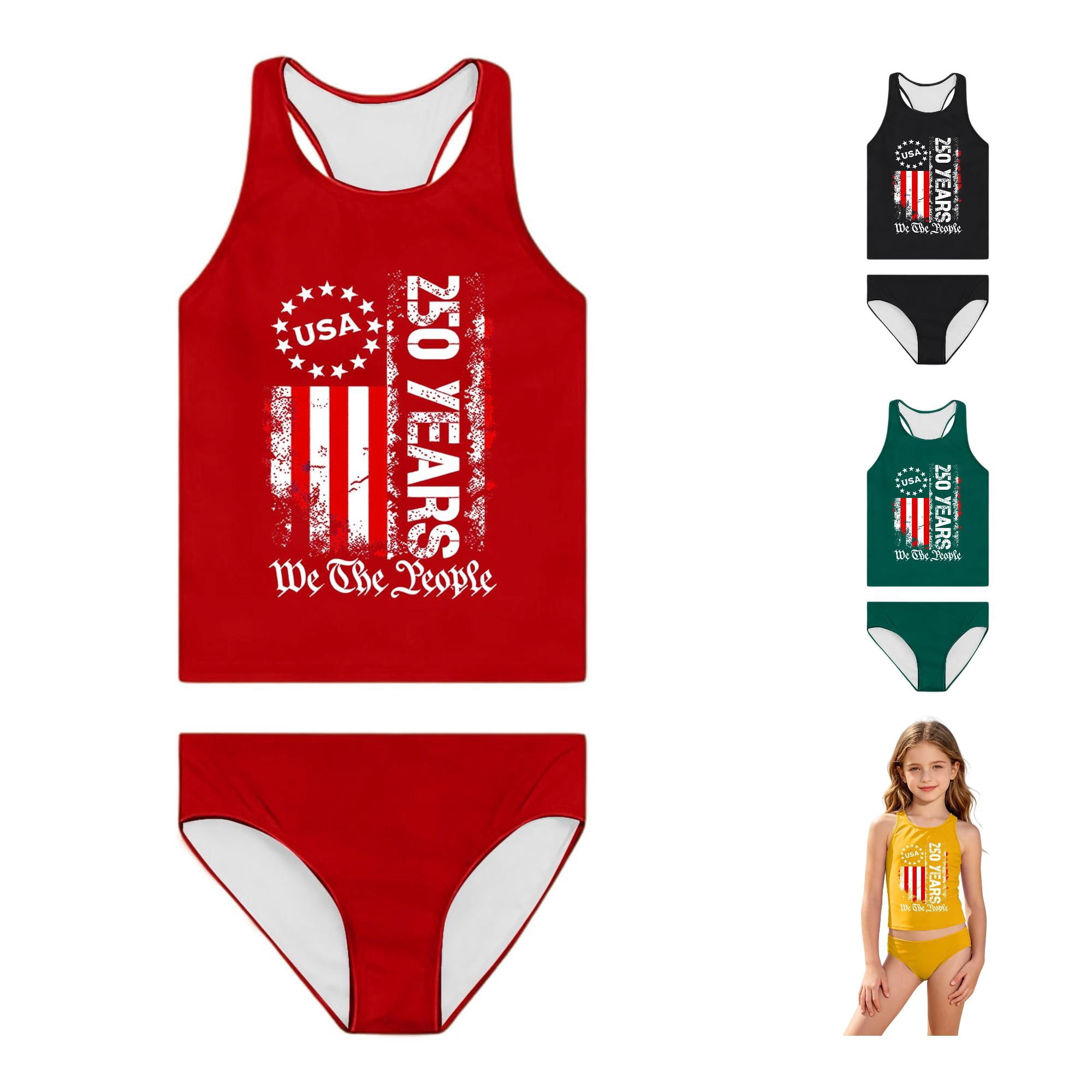XAOFW Girl's 250th Anniversary Swimsuit Sets Two Piece Patriotic ...