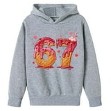 XAOFW Girl's Hoodies Sweatshirts Valentines Day Heart 67 Number Print ...