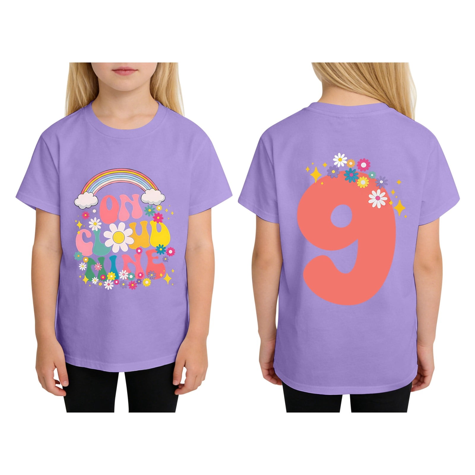 XAOFW Girl's T-Shirts Fashionable Letter Crewneck Short Sleeved T ...