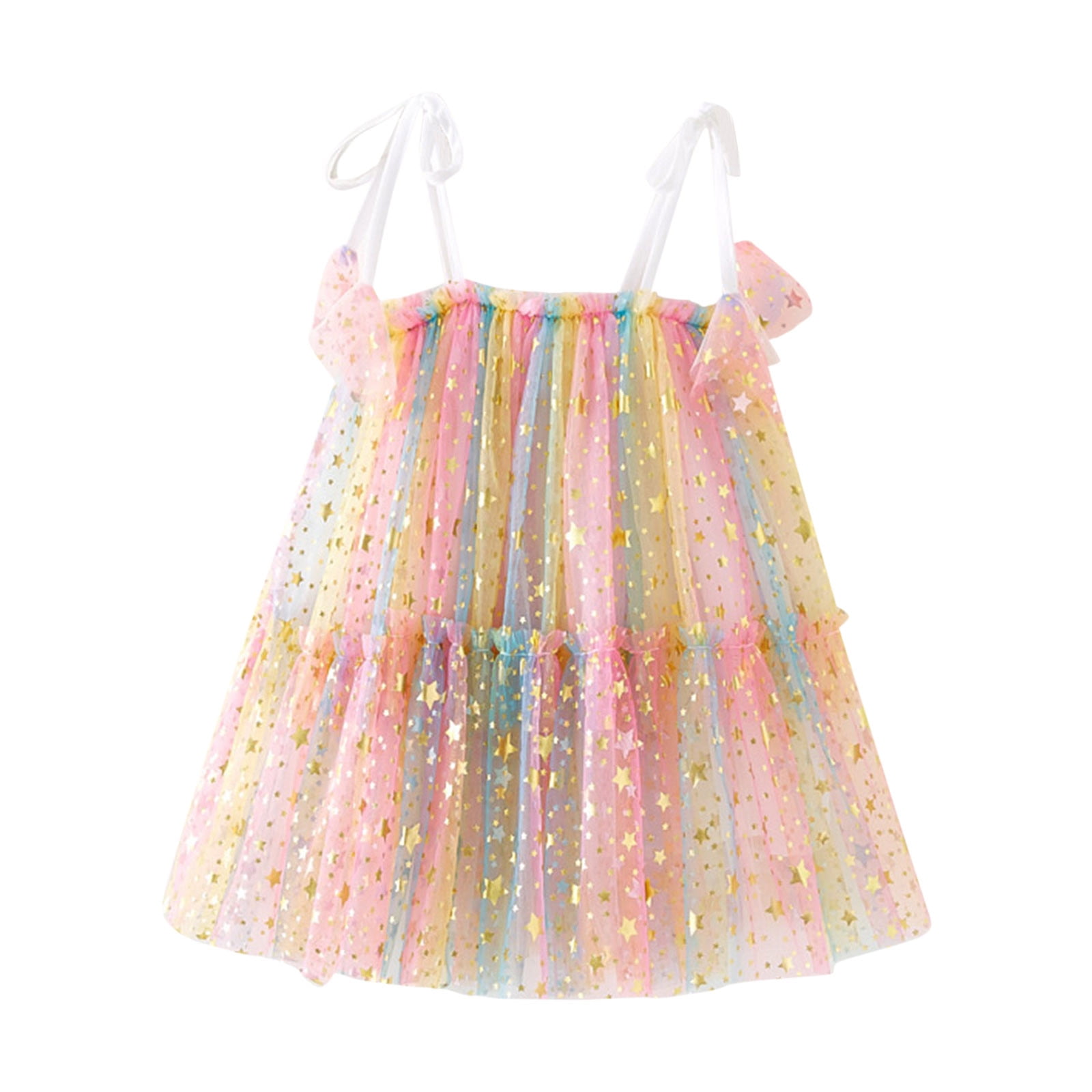 XAOFW Girls Dress Toddler Star Moon Sequin Dance Clothes Sleeveless ...