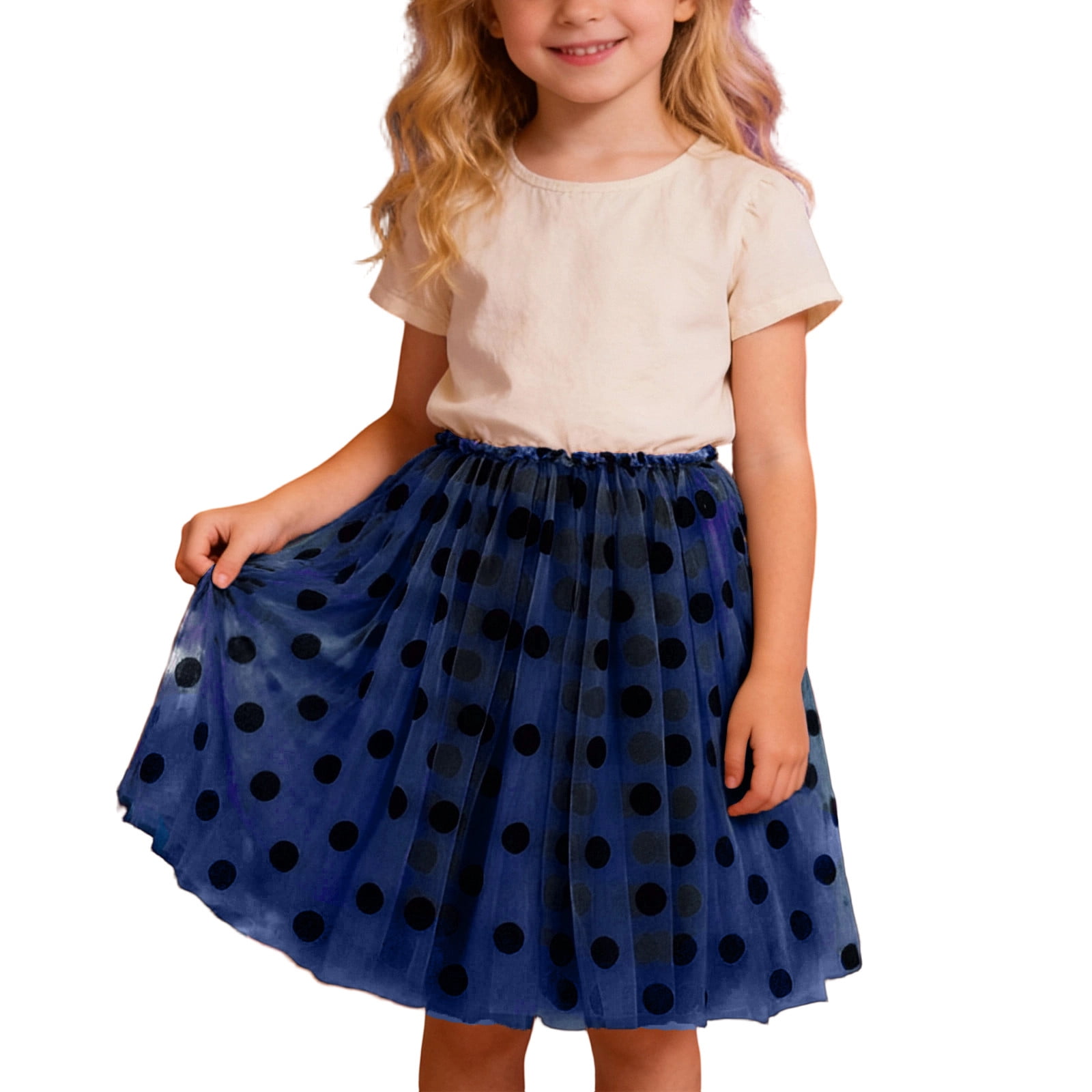 XAOFW Girls Skirts Carnival Kids Dance Party Polka Dot Mesh Ballet A ...