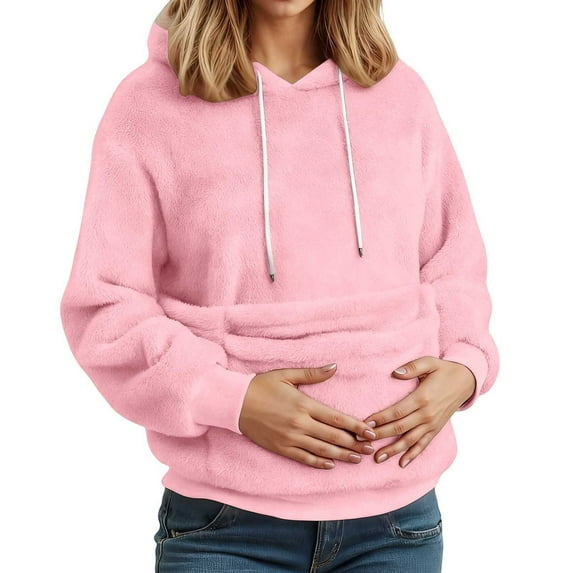 XAOFW Women's Hoodies Sweatshirts Casual Drawstring Solid Color Relaxed ...