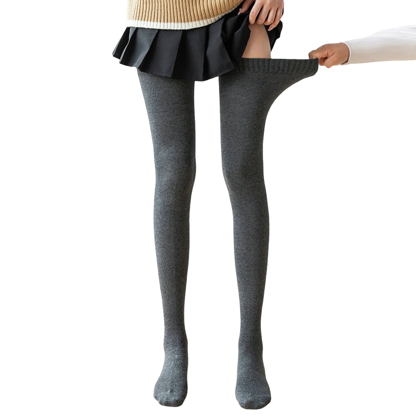 XAOFW Women's Stockings Solid Color Thermal Over Knee Thigh Socks Party ...
