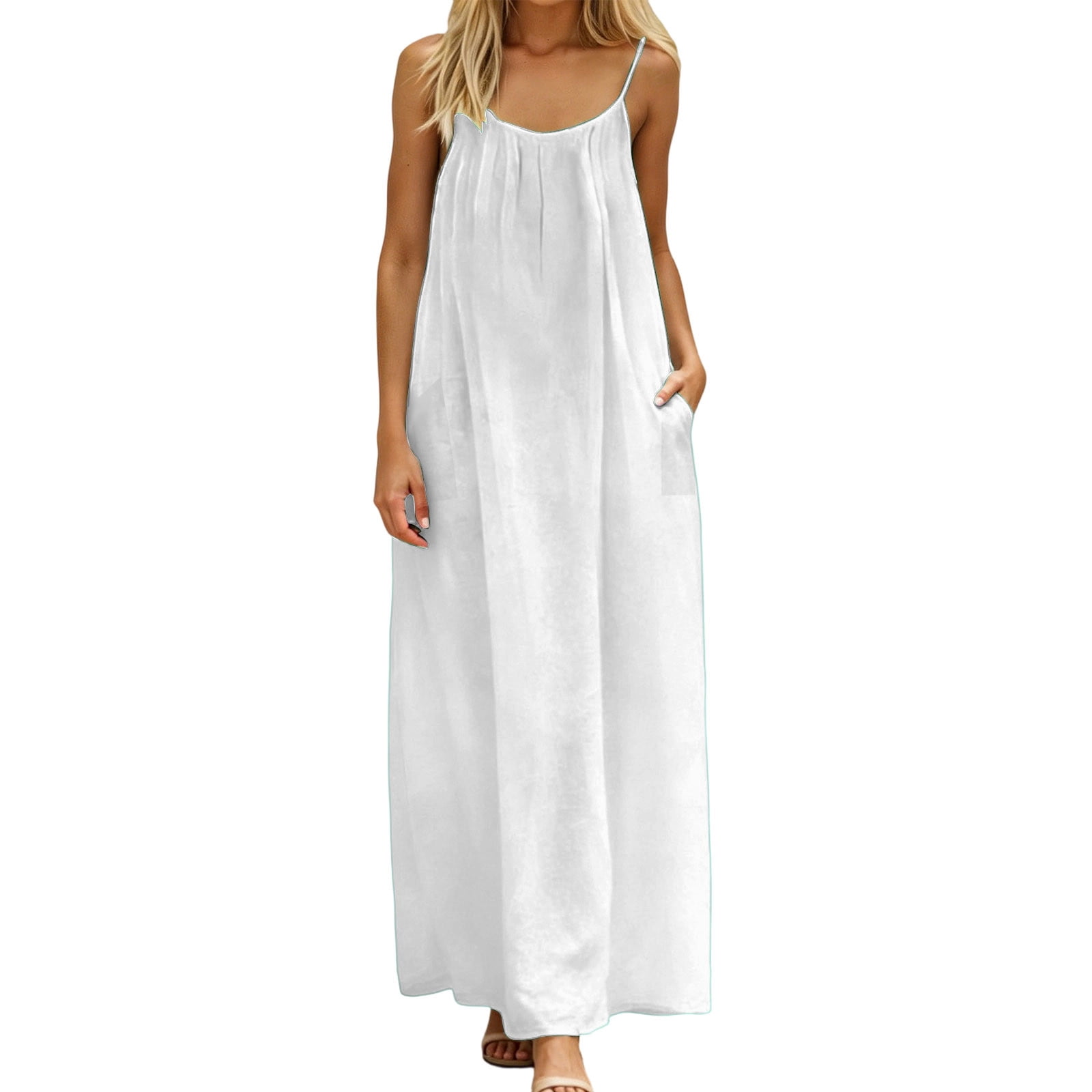 XAOFW Women's Summer Dress Sleeveless Backless Camisole Dresses With ...