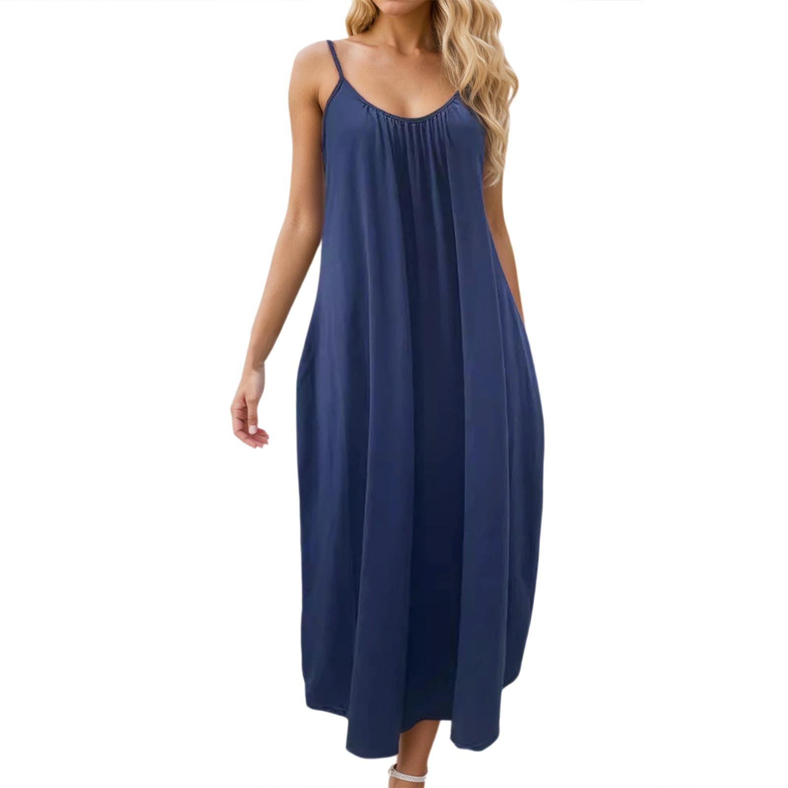 XAOFW Women's Summer Dress Sleeveless Backless Camisole Dresses With ...
