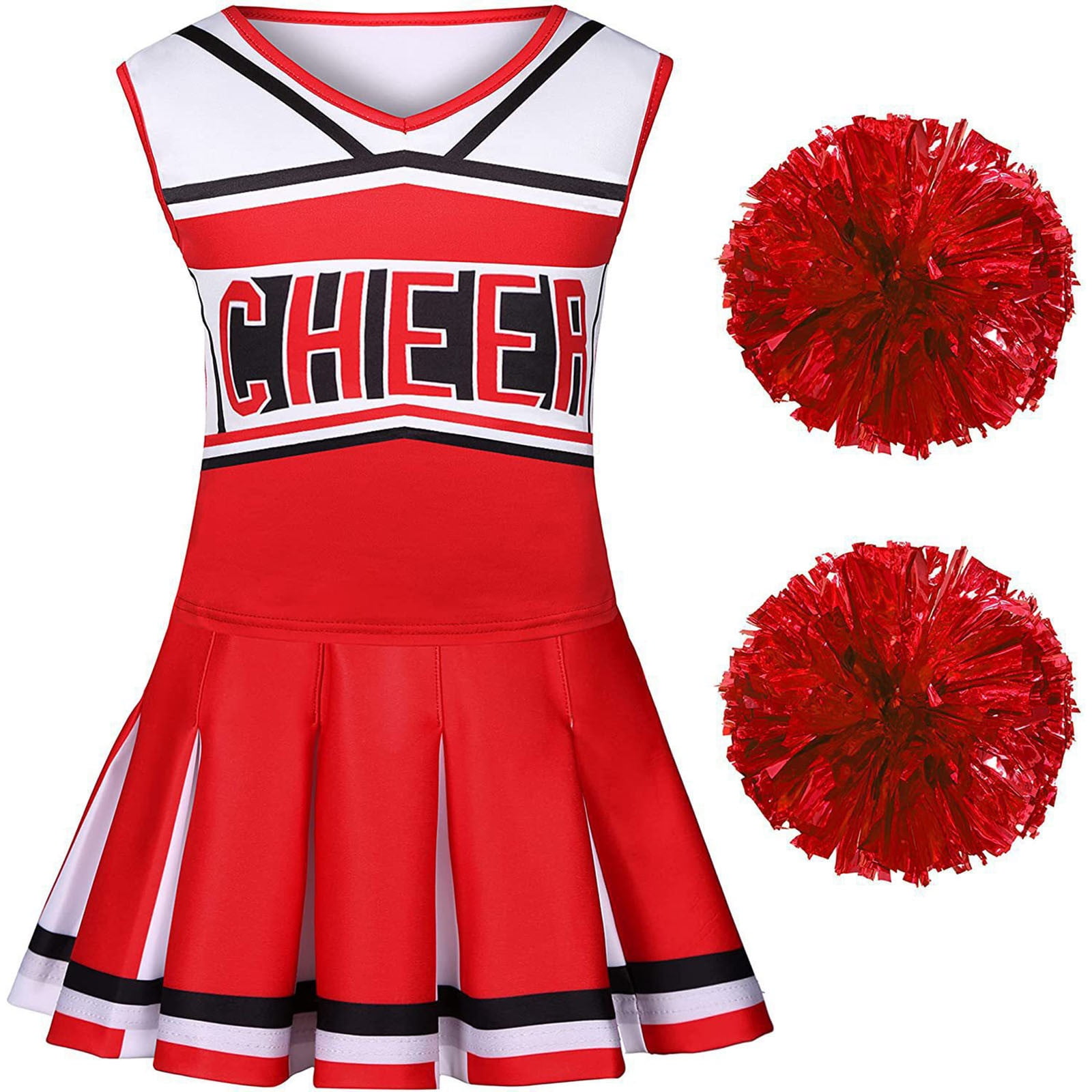 XAOWF Child Girls Cheerleading 3 Piece Sets Cute Sleeveless Top And ...