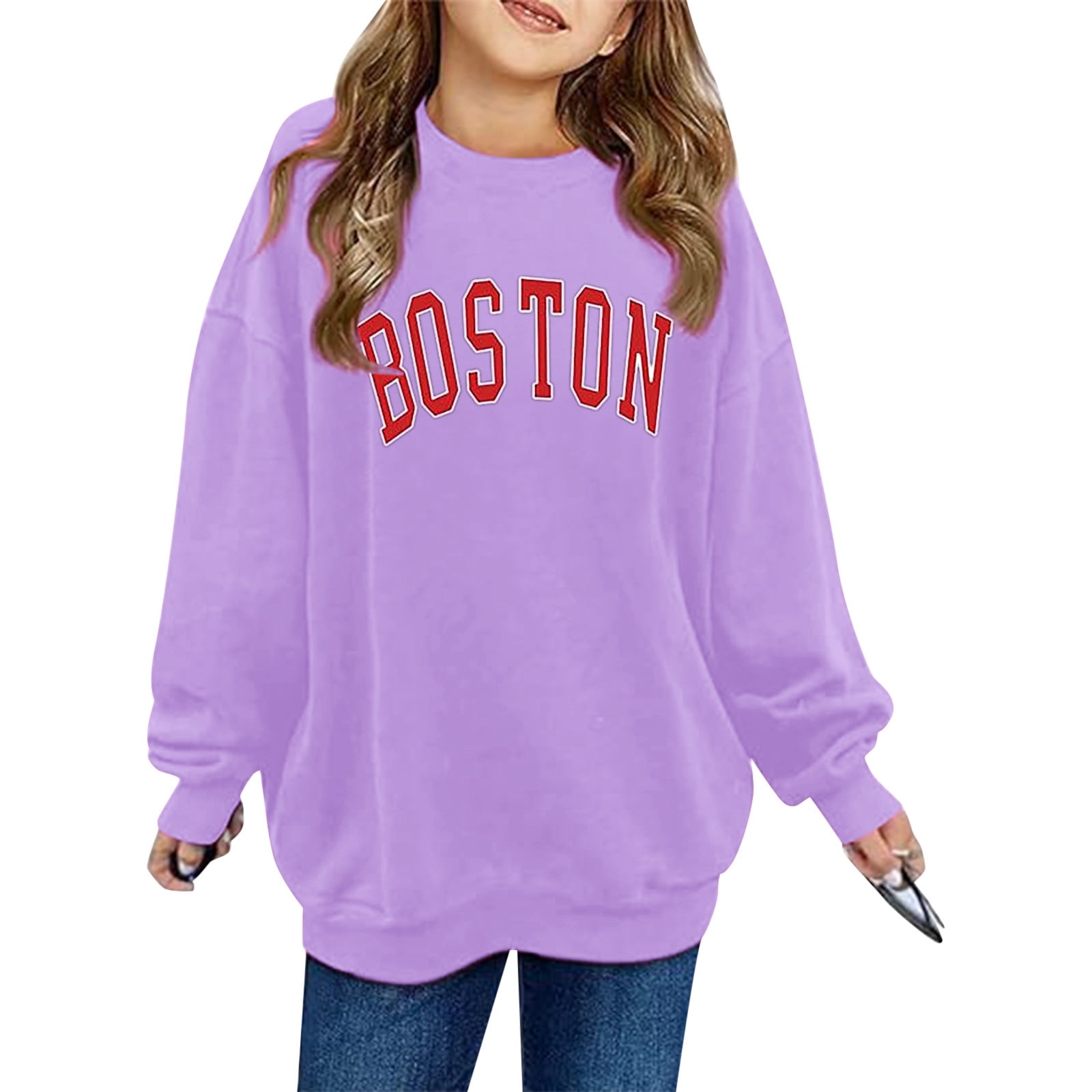 XAOWF Child Girls Cute Pullovers Round Neck Long Sleeve Loose Fit ...