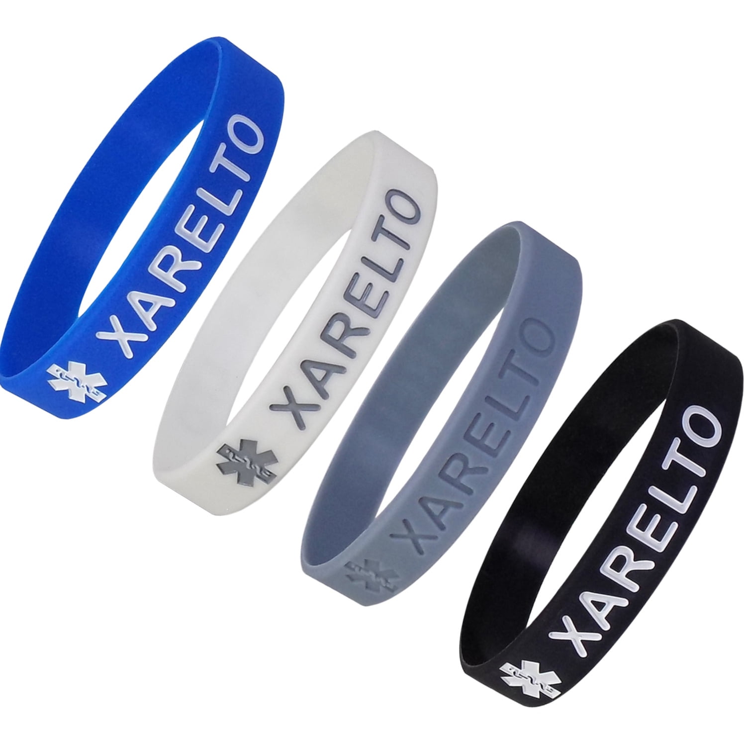 "XARELTO" Medical Alert ID Silicone Bracelet Wristbands 4 Pack ...