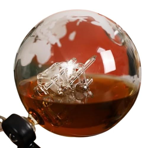 XARY Antique Whiskey Decanter Globe Set with Etched World Map and ...