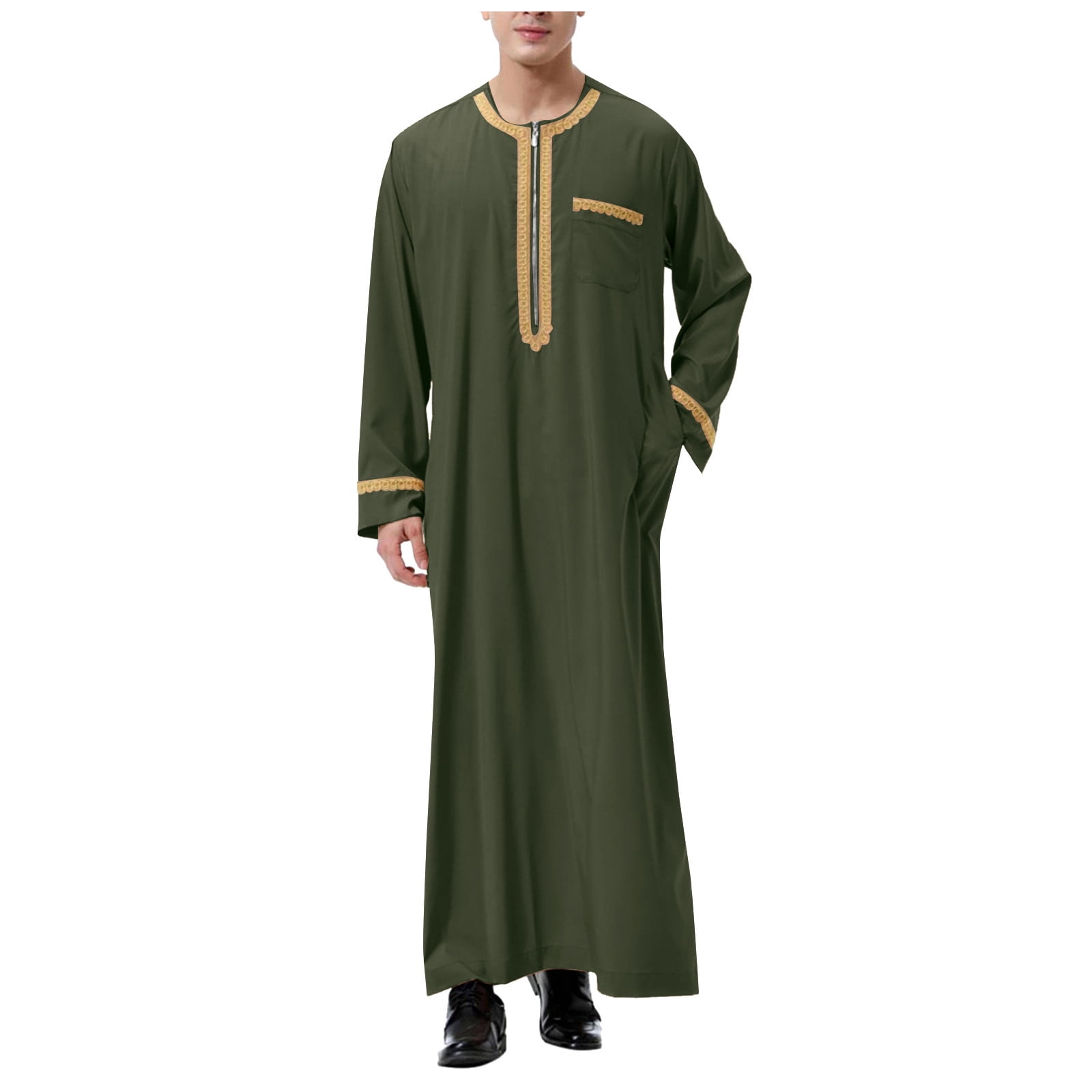 XASZHN Muslim Thobe for Men Button down Caftans Big and Tall Mens Arab ...