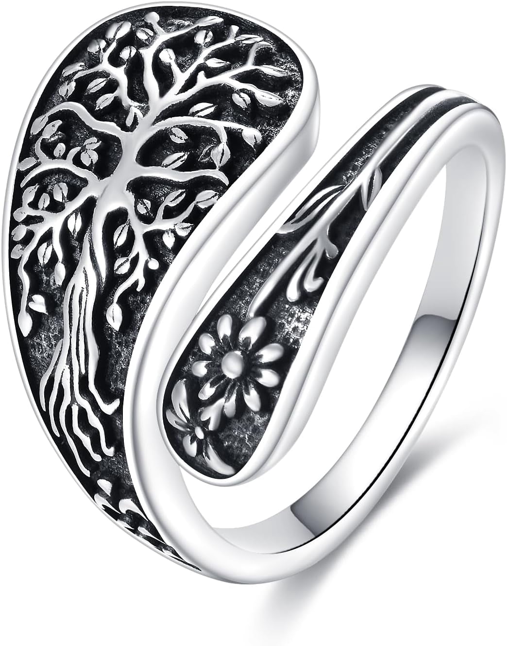 XATENJE Tree of Life Spoon Ring 925 Sterling Silver Adjustable Thumb ...