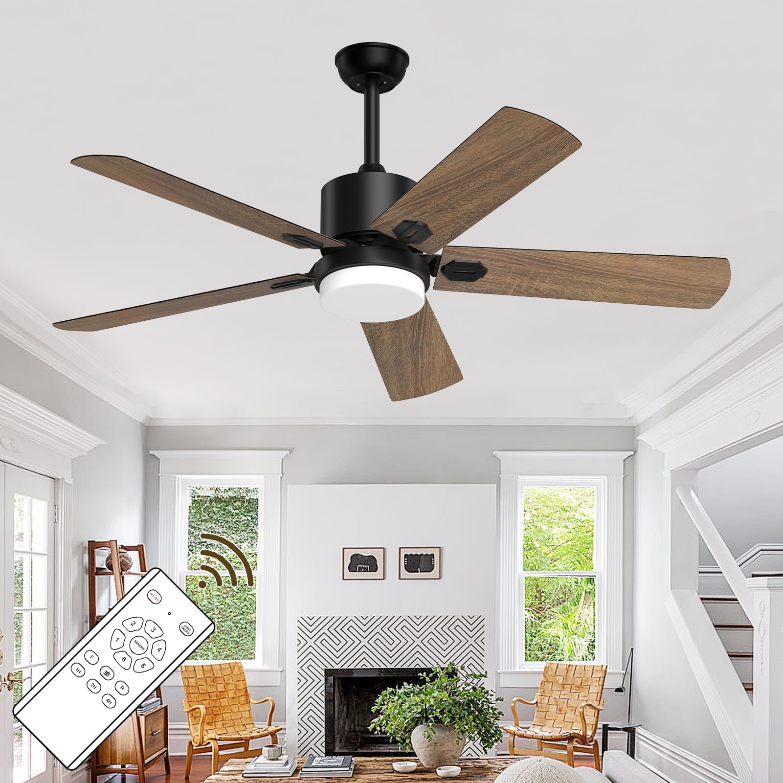 XAUJIX 52'' Modern Ceiling Fan with Light, Remote Control, 6-Speed, DC ...