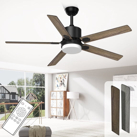 XAUJIX 52'' Modern Ceiling Fan with Light, Remote Control, 6-Speed, DC ...