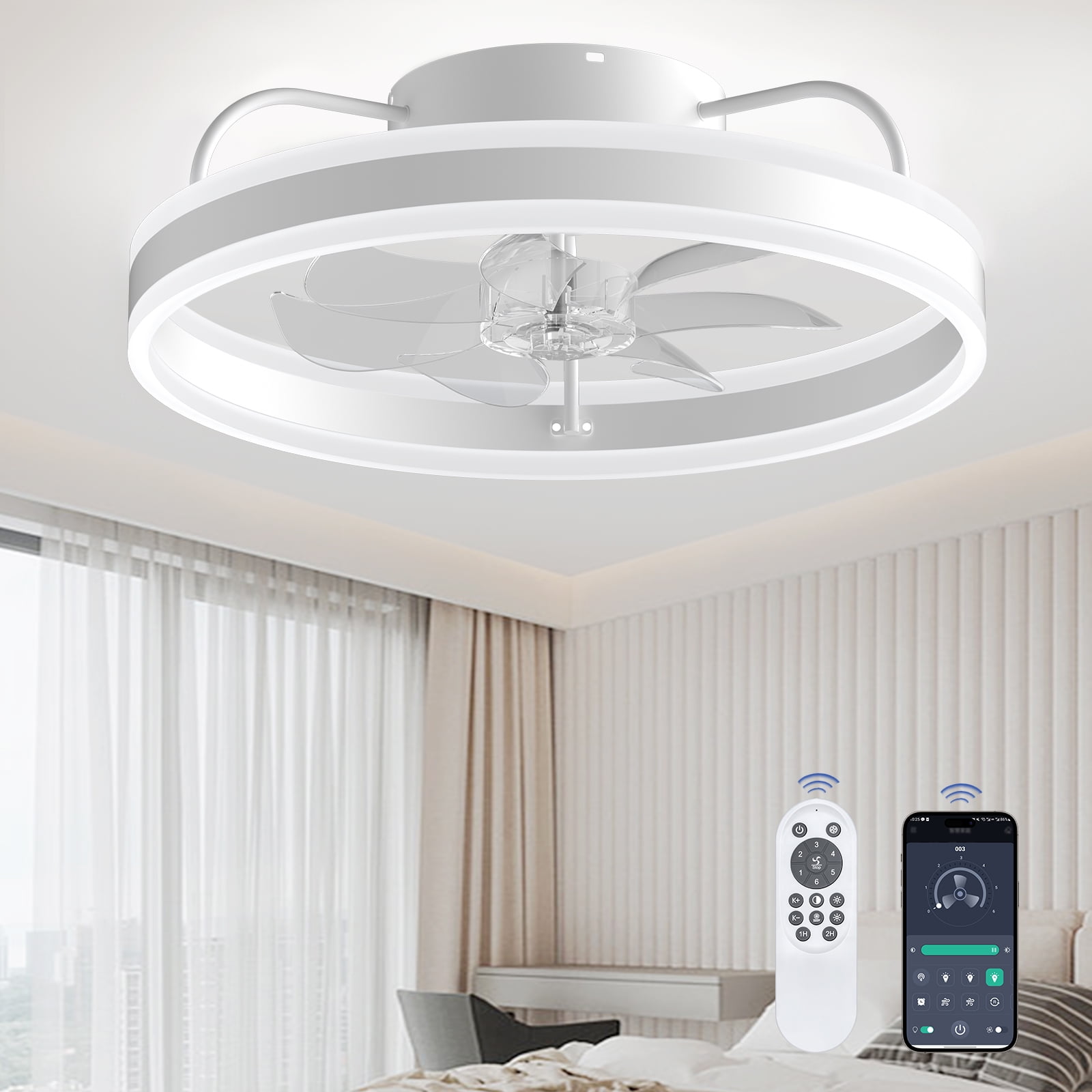 "XAUJIX 20"" Easy Install Ceiling Fan with Light & Remote Control, Low ...