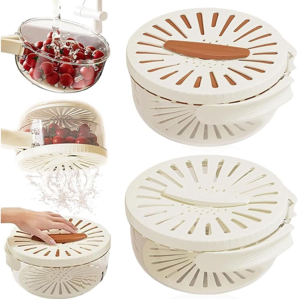 XAVRY Fruit and Vegetable Washing Bowl with HandleDrain Basket with ...