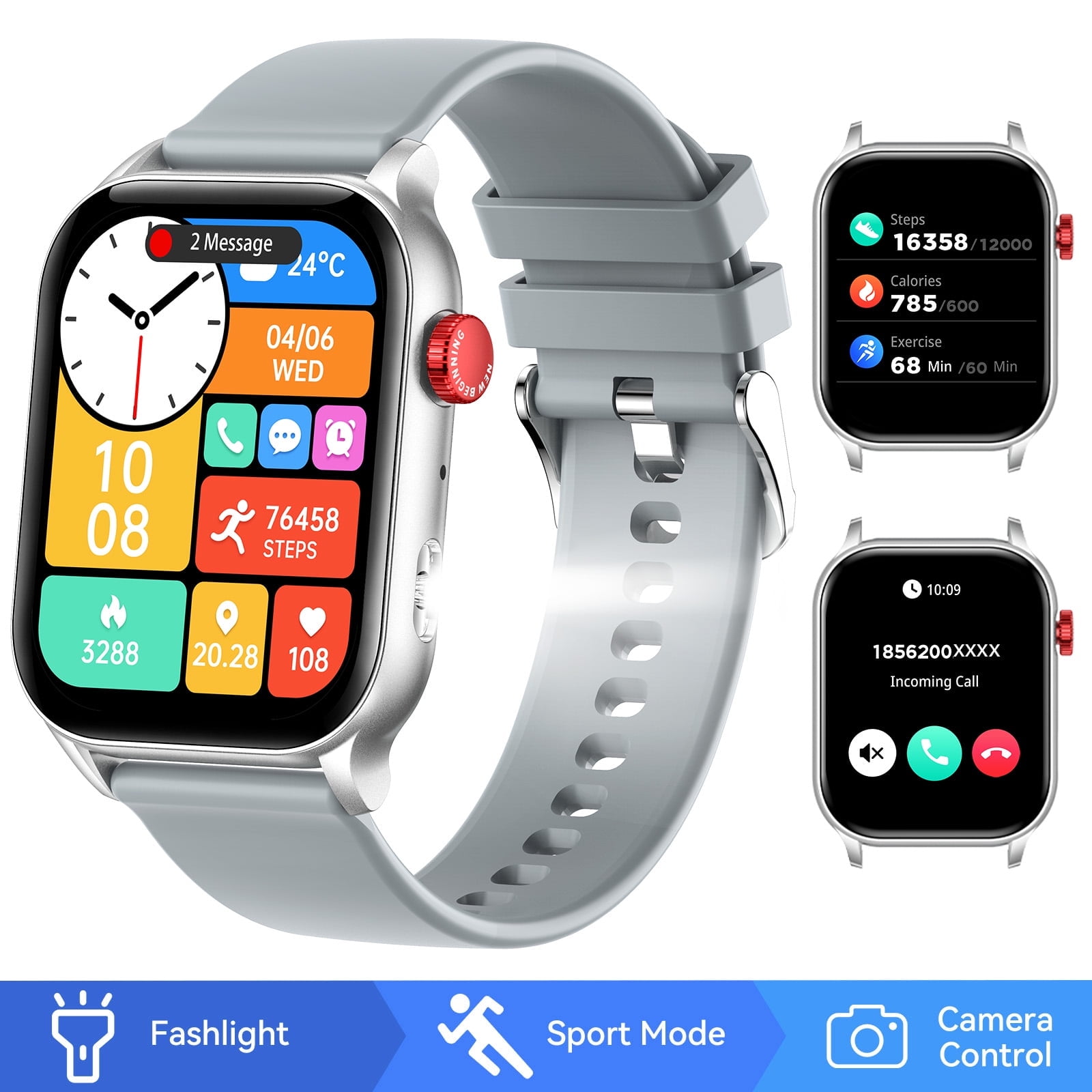 XAXRE KR86 Smartwatches for Men Women(Answer/Dial Calls) with LED ...