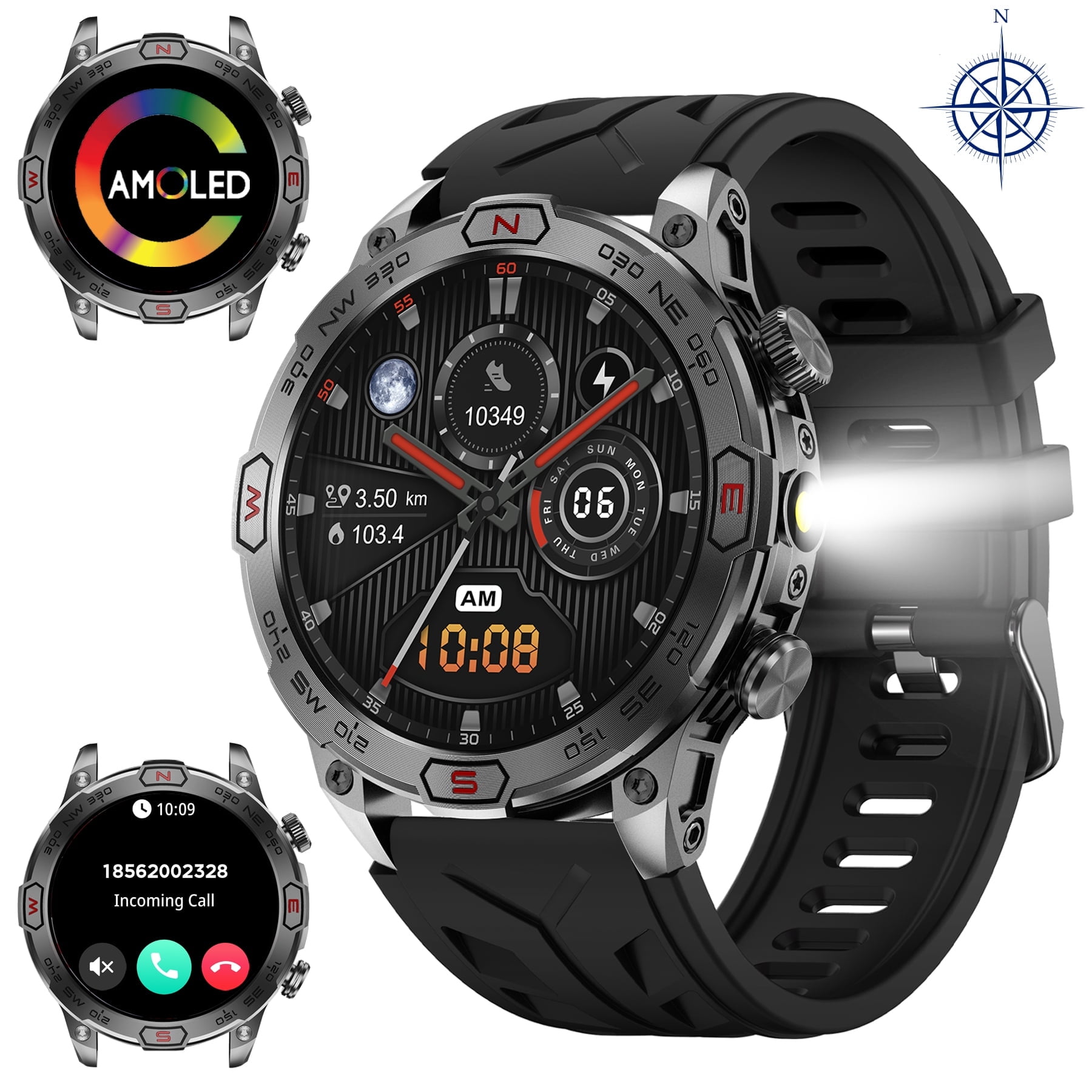 XAXRE Military Smartwatches for Men(Answer/Make Call), 1.43'' AMOLED ...