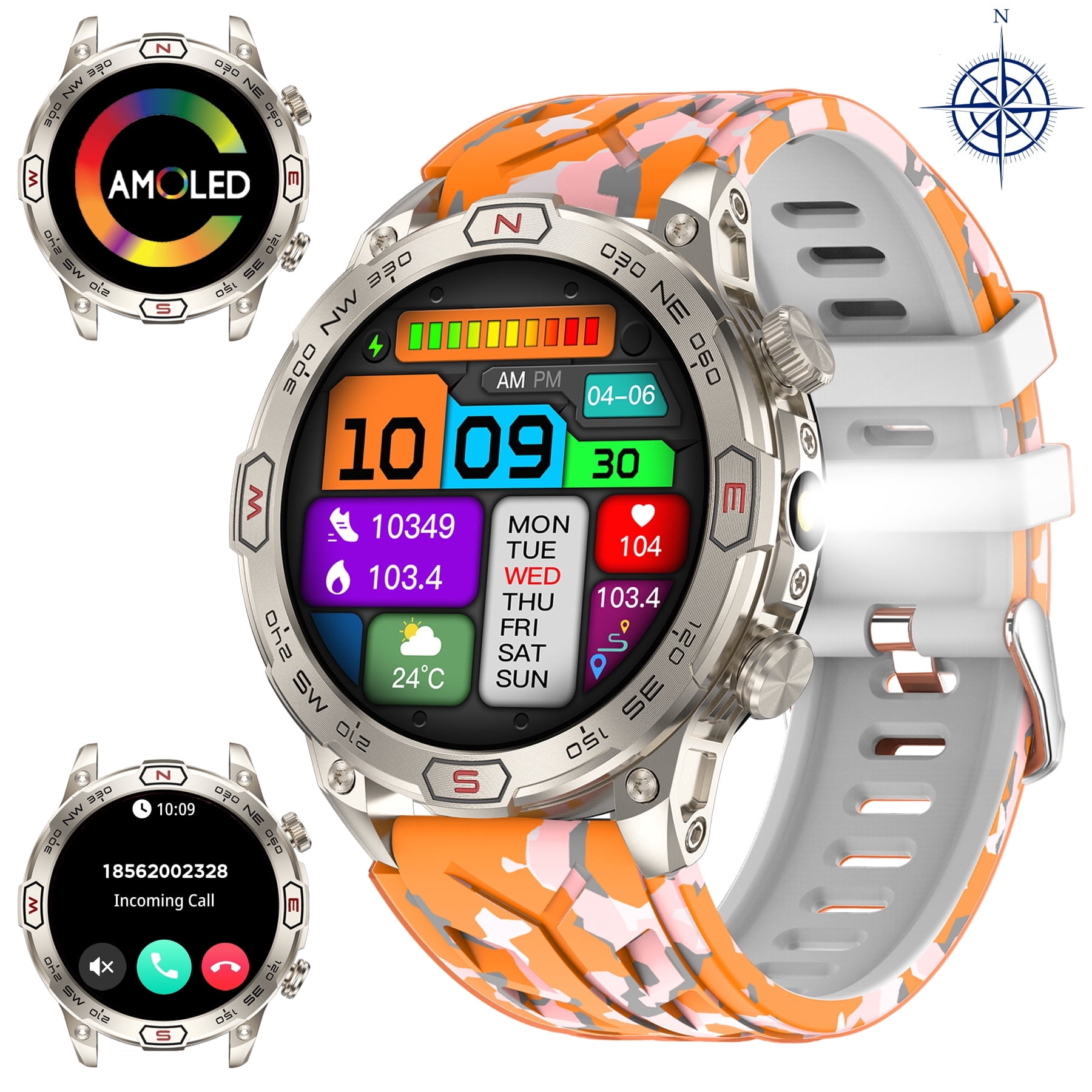 XAXRE Military Smartwatches for Men(Answer/Make Call), 1.43'' AMOLED ...