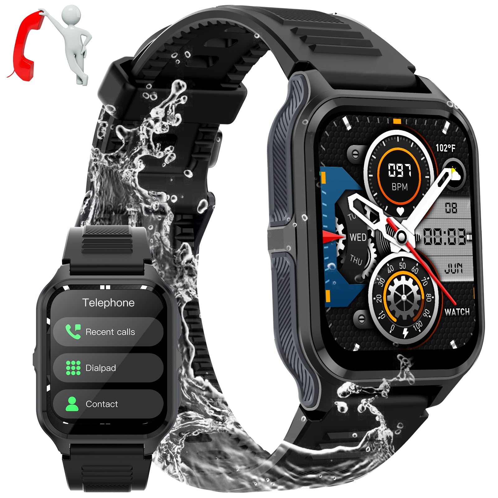 XAXRE P73 1.83'' 3ATM Waterproof Rugged Smart Watch For Men with Calls ...