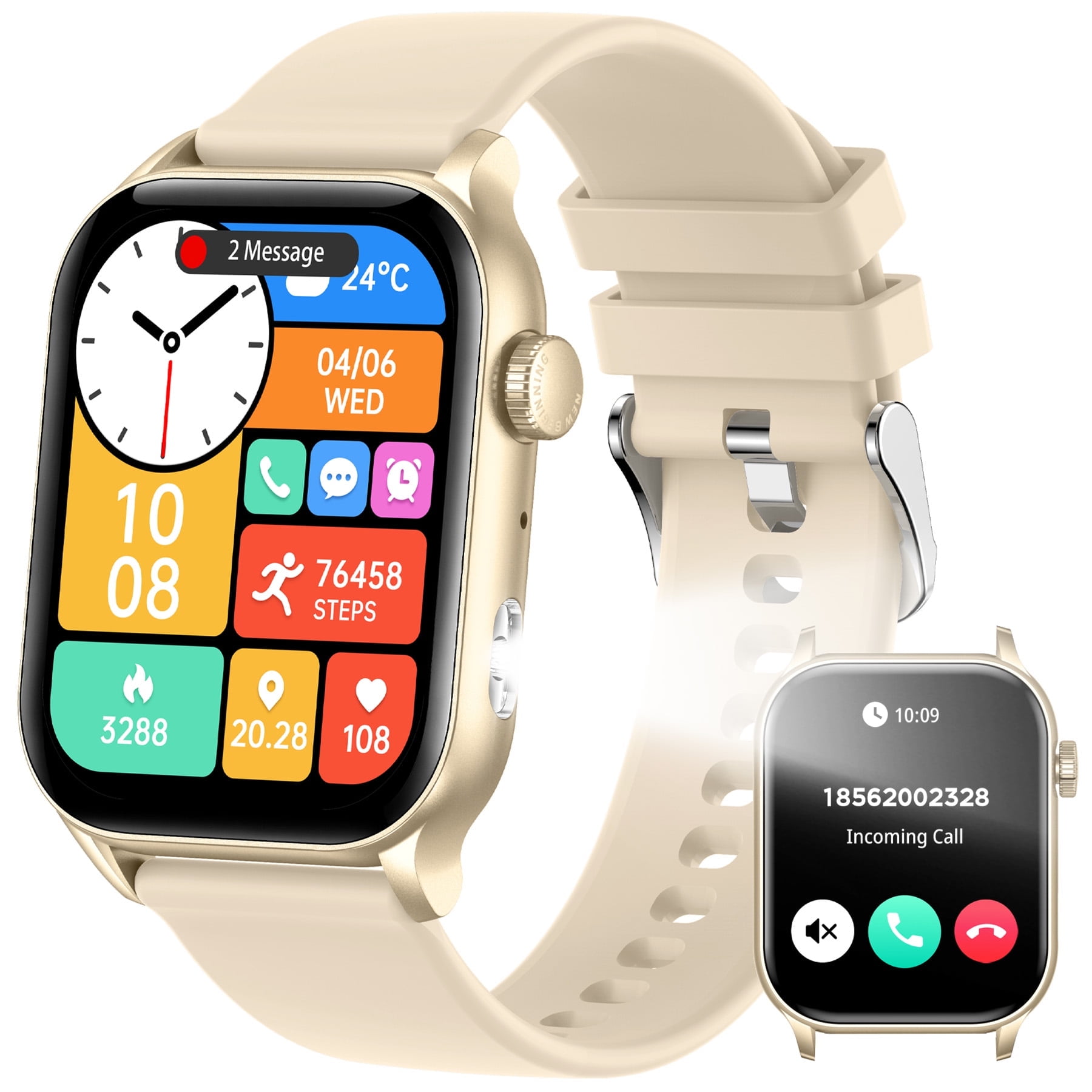 XAXRE Smart Watches for Men Women with LED Flashlight 1.95'' AMOLED ...