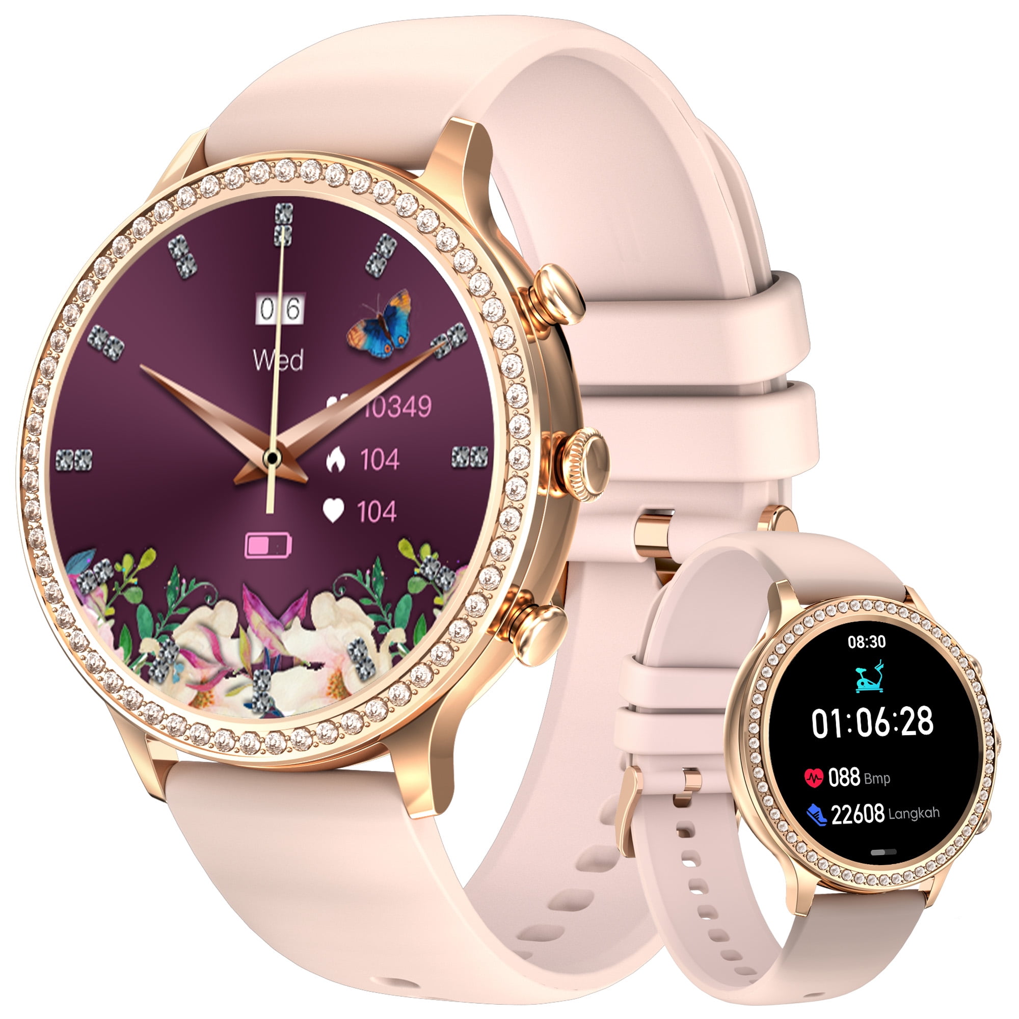 XAXRE Smart Watches for Women with Diamonds, 1.32" HD Fitness Tracker ...