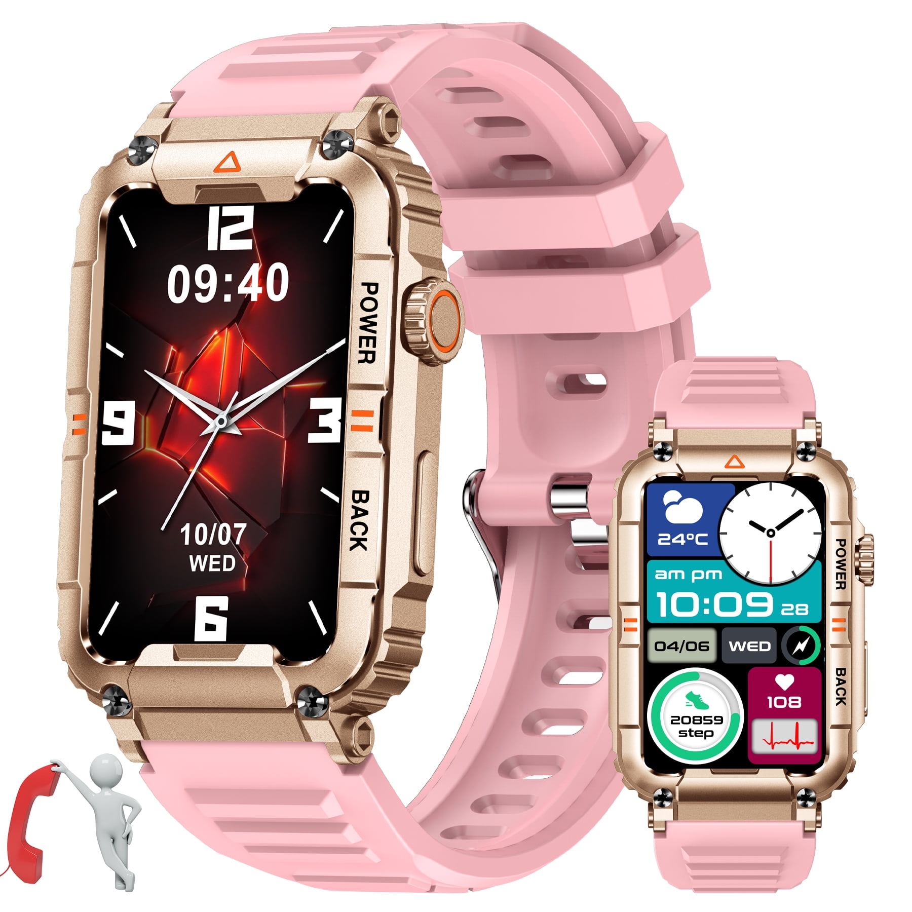 XAXRE Smartwatch for Women (Make/Answer Call), 1.57'' HD Rugged ...