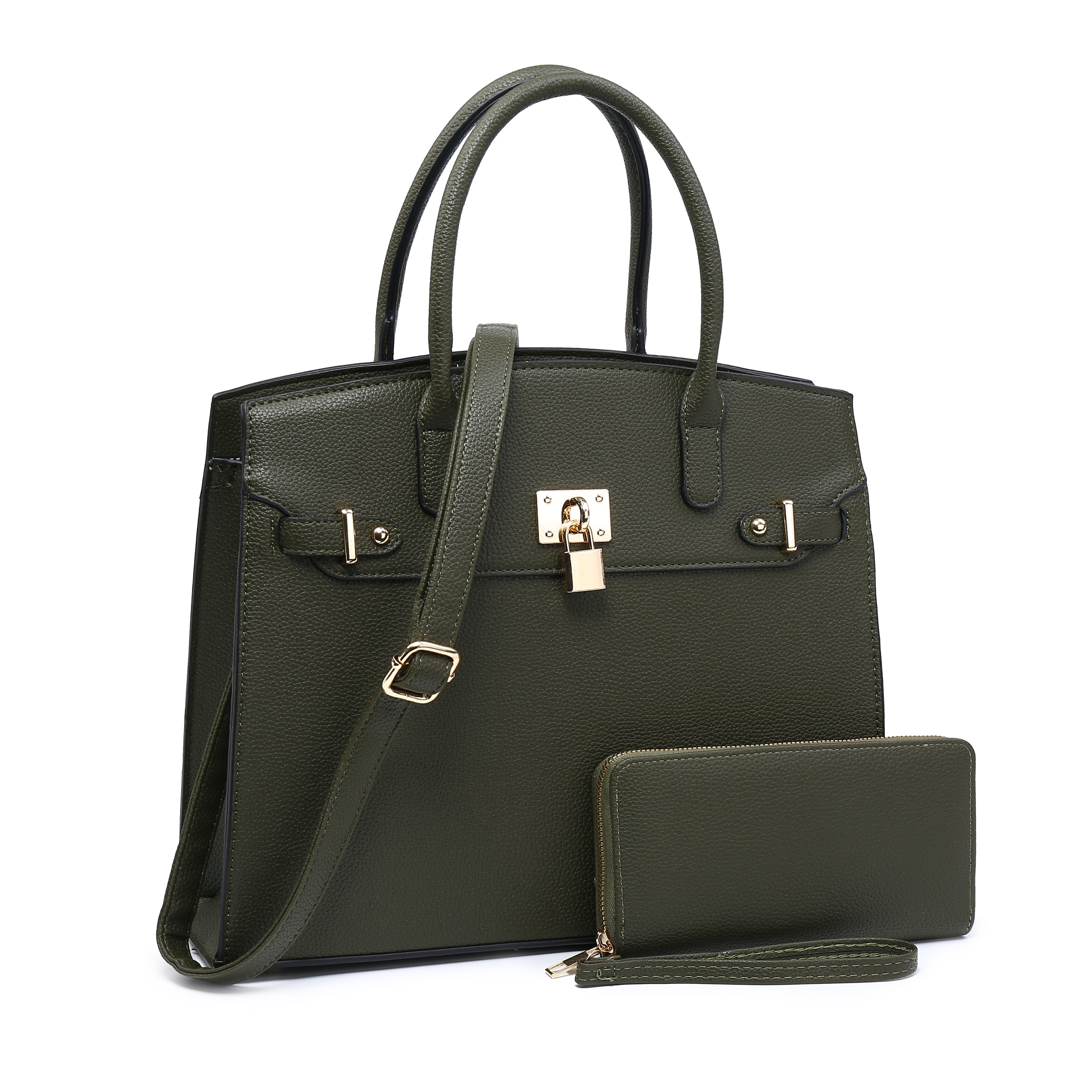 XB 2 Pieces Women Checkered Satchel Handbags and Wallet Set Faux ...