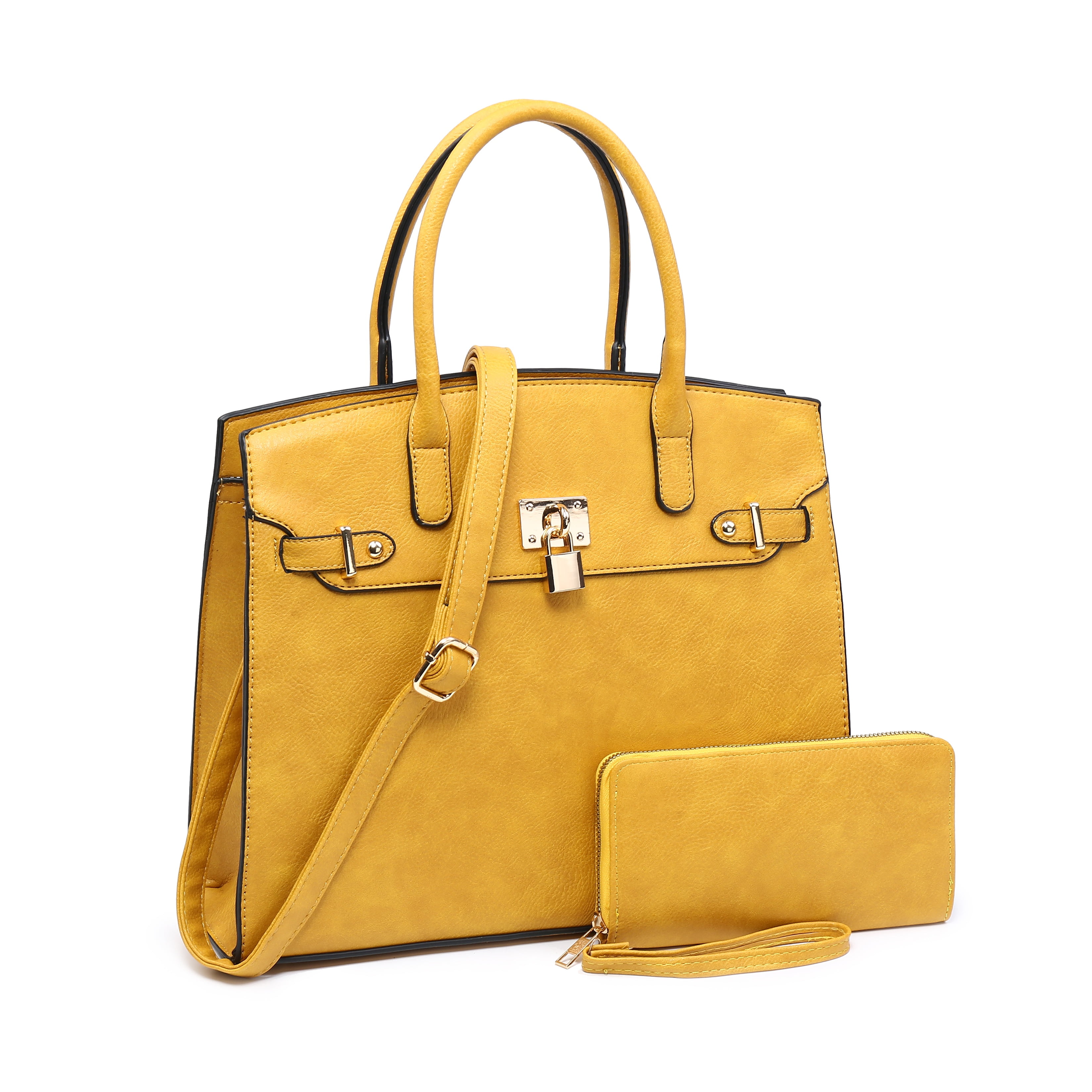 XB 2 Pieces Women Checkered Satchel Handbags and Wallet Set Faux ...