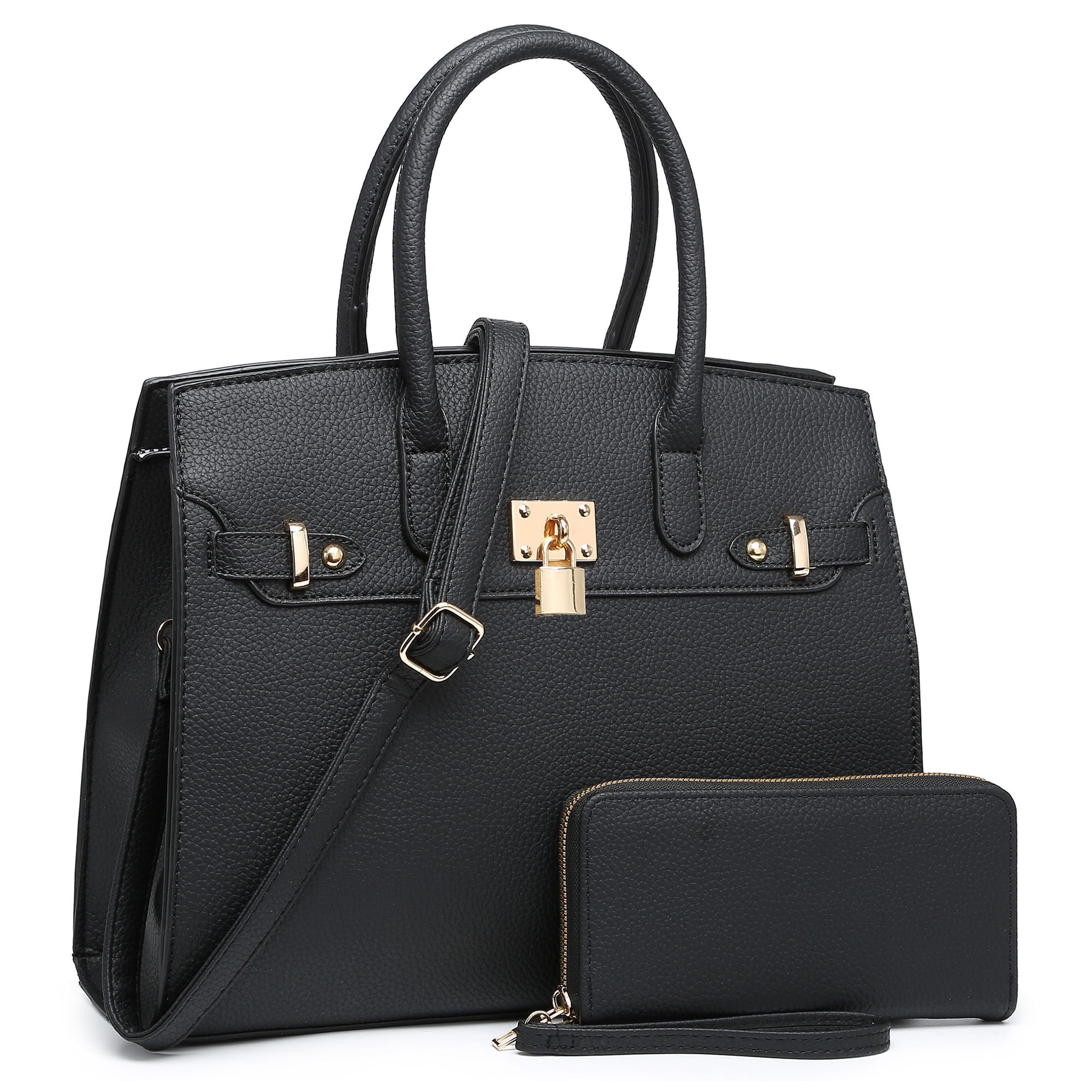 XB 2 Pieces Women Checkered Satchel Handbags and Wallet Set Faux ...