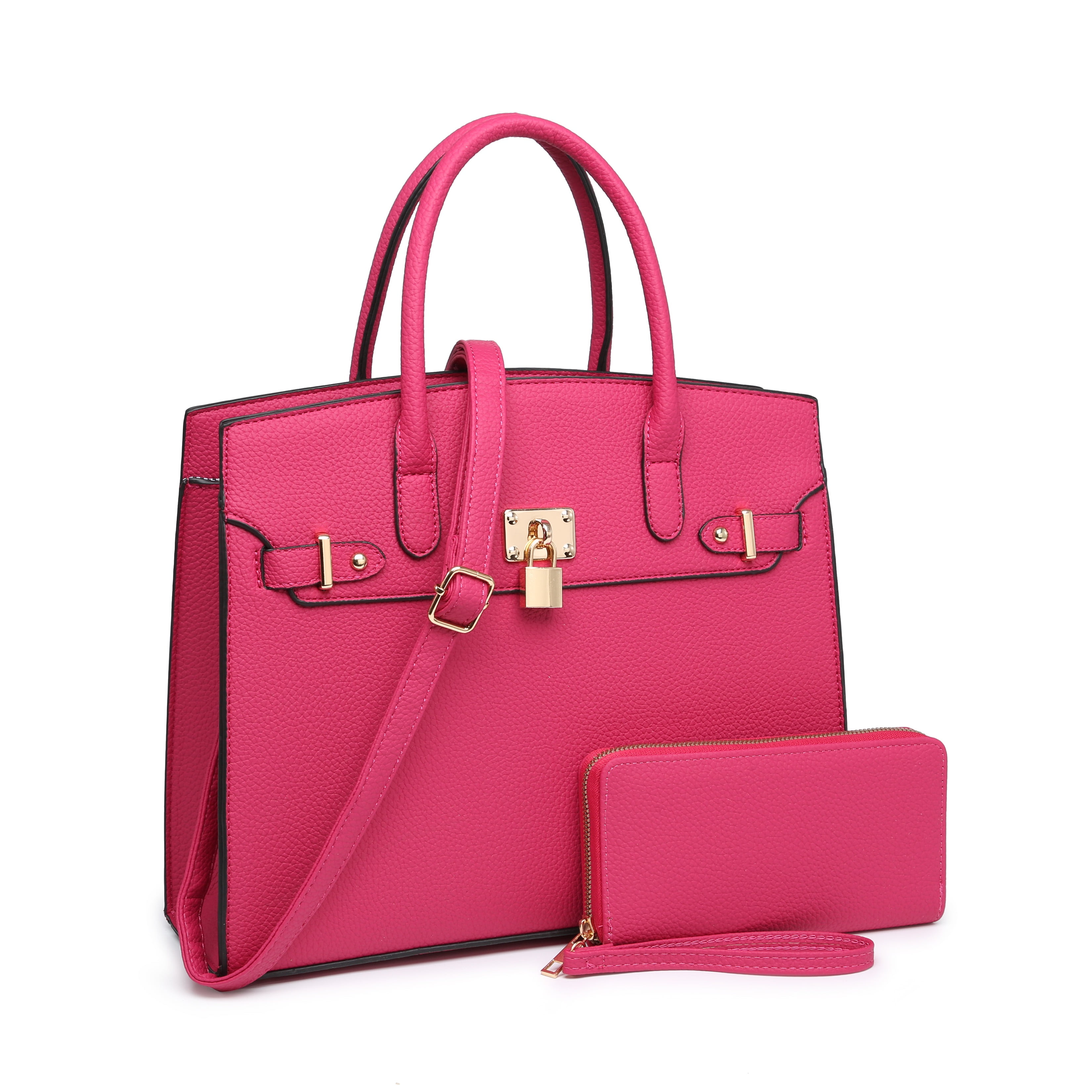 XB 2 Pieces Women Checkered Satchel Handbags and Wallet Set Faux ...