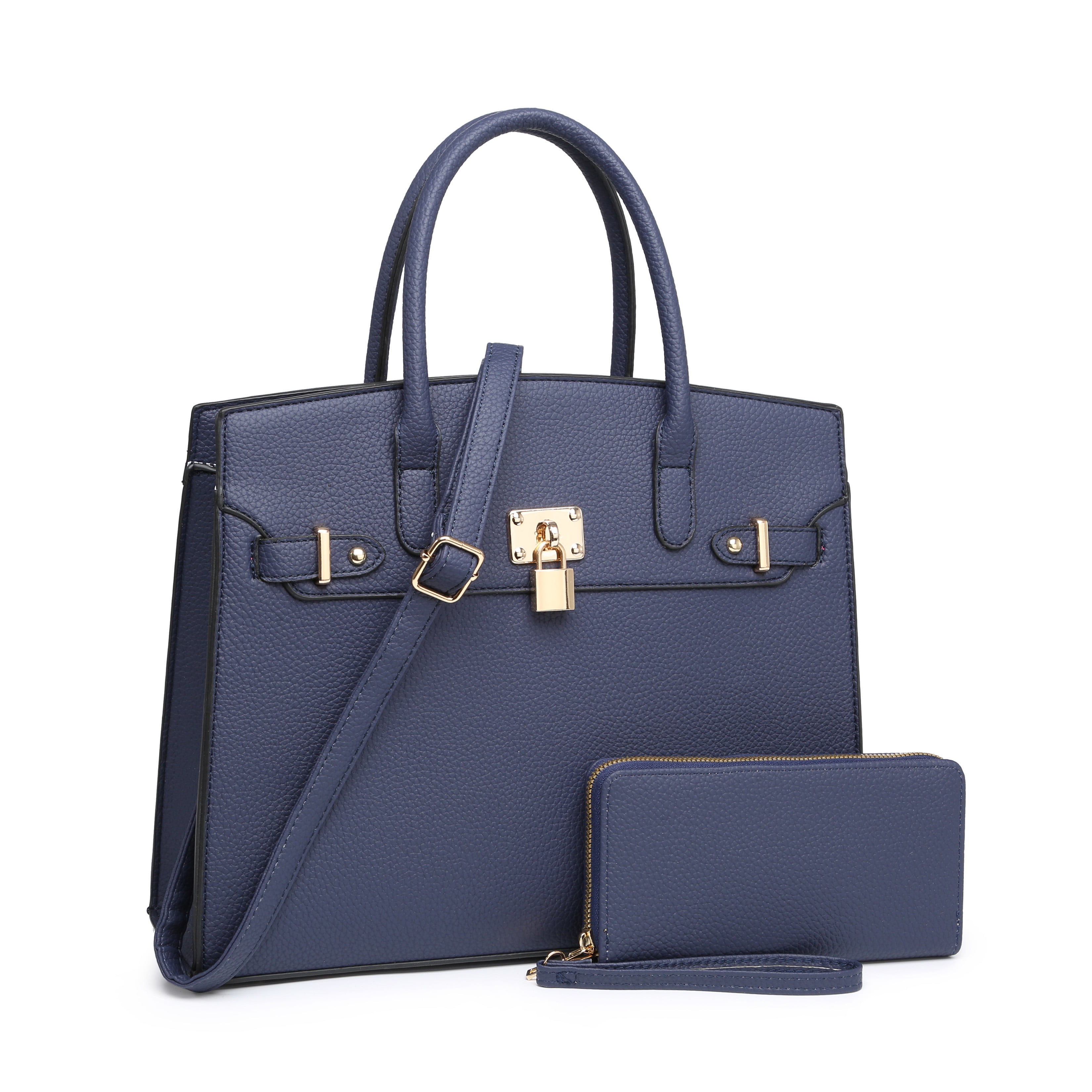 XB 2 Pieces Women Checkered Satchel Handbags and Wallet Set Faux ...