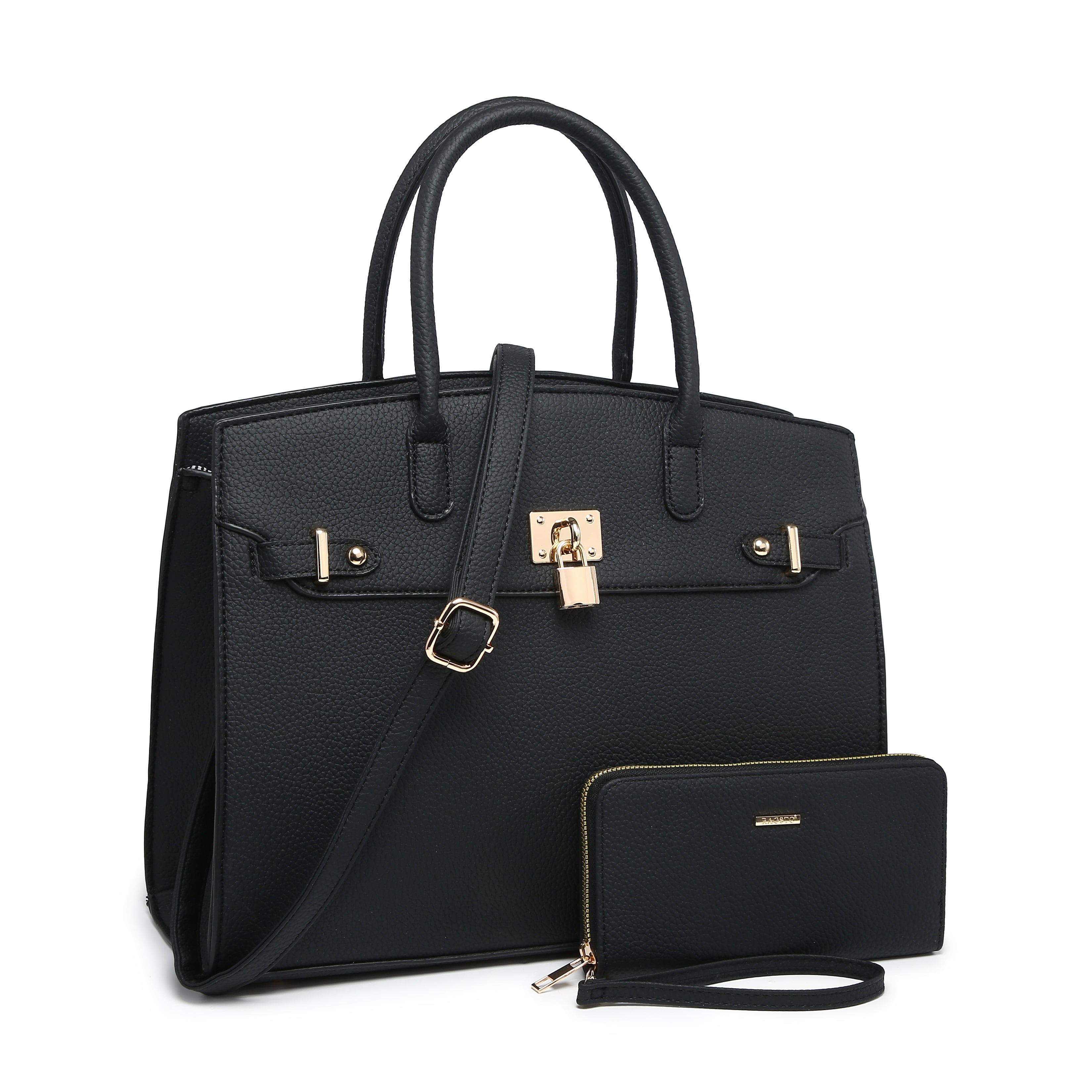 RAGSTO 2 Pieces Women Satchel Handbags and Wallet Set Faux Leather Top ...