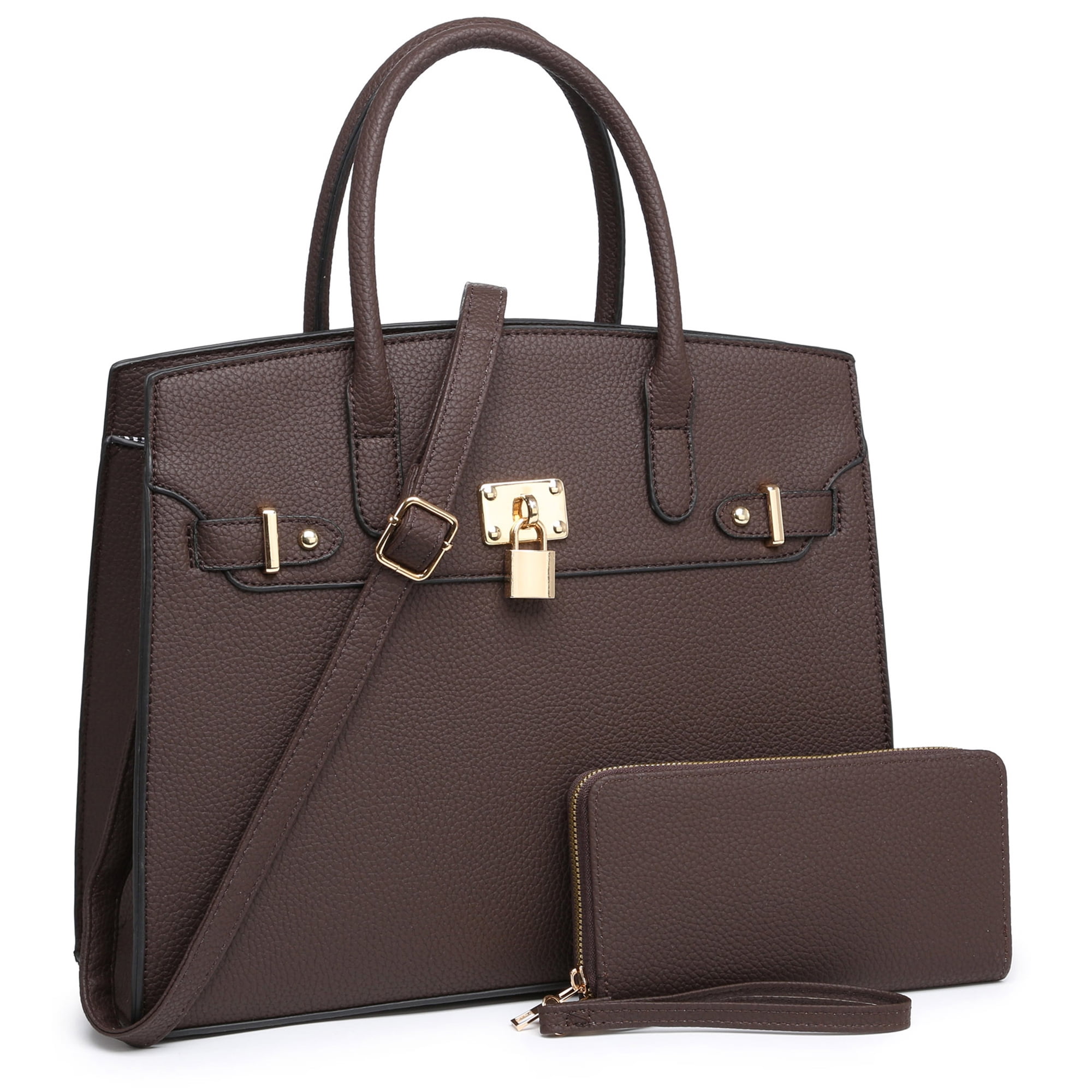 XB 2 Pieces Women Satchel Handbags and Wallet Set Faux Leather Top ...