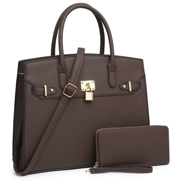 XB 2 Pieces Women Satchel Handbags and Wallet Set Faux Leather Top ...