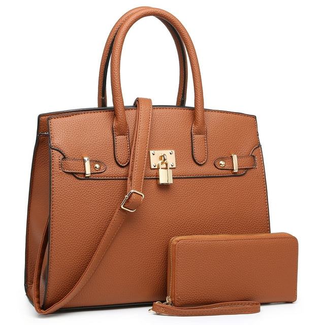 XB 2 Pieces Women Satchel Handbags and Wallet Set Faux Leather Top ...