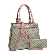 XB Checkered Handbags Set for Women Faux Leather Tote Satchel Bags with ...