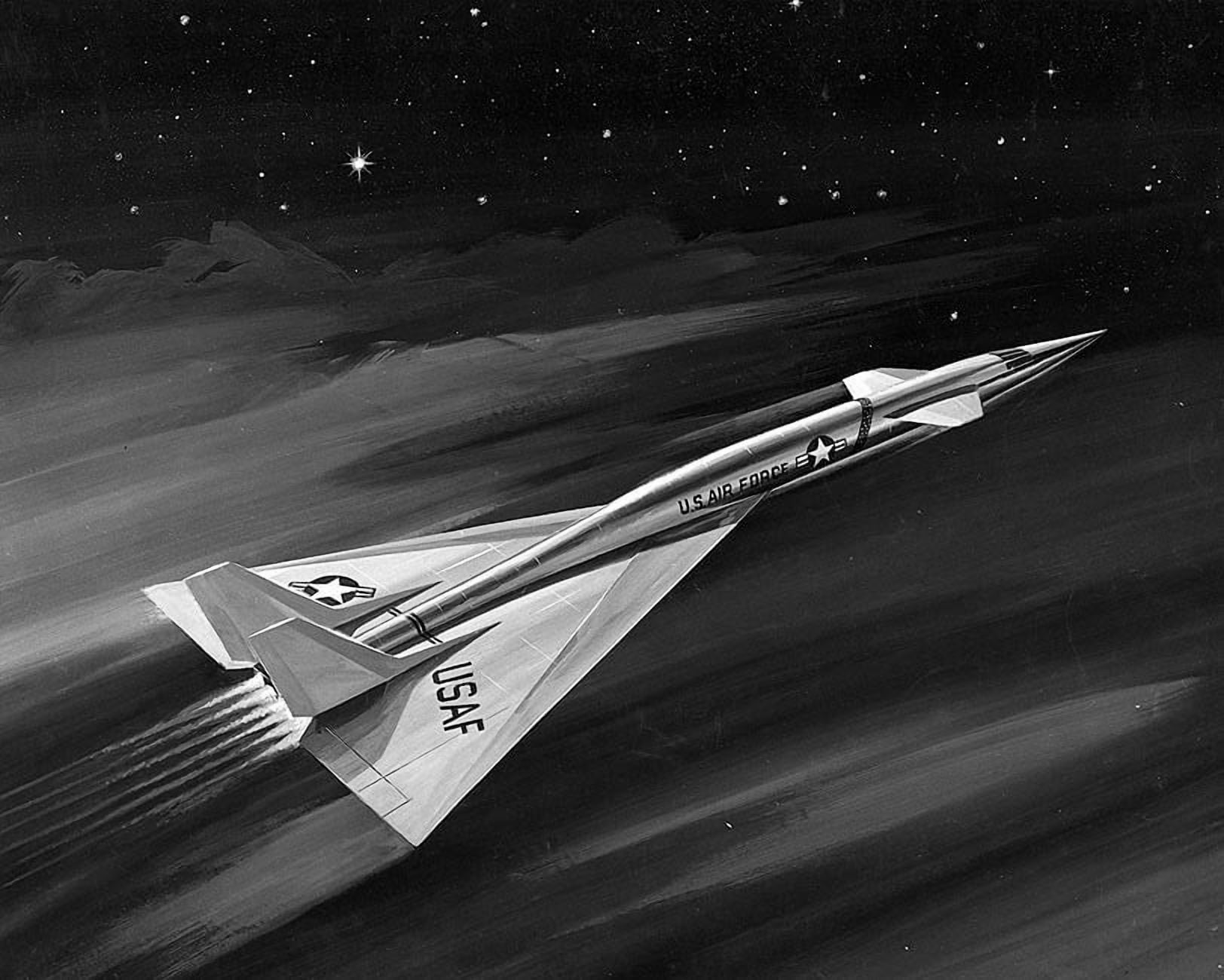 XB-70 Valkyrie in Flight Artistic Rendering - 12x18 Inch Laminated ...