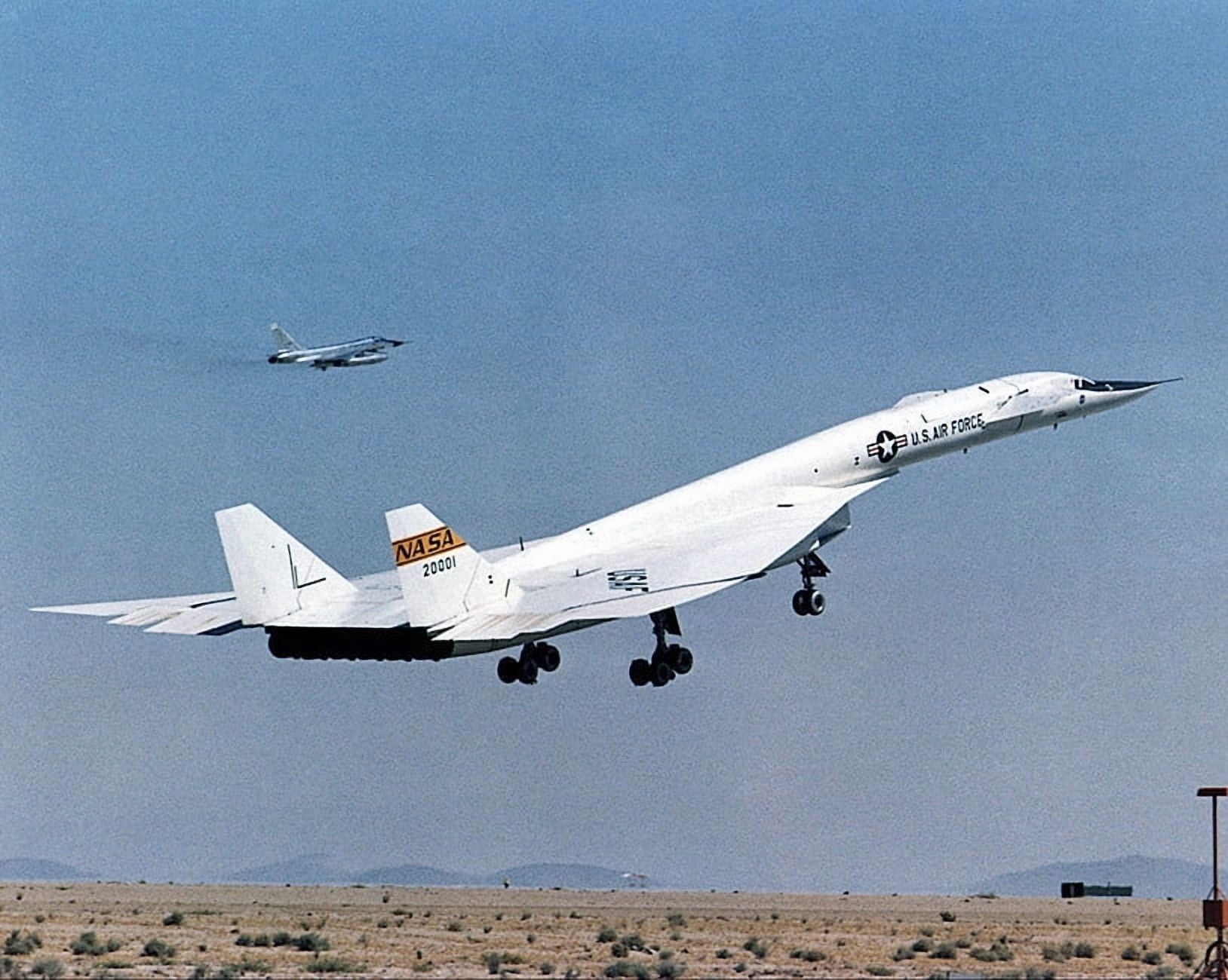 XB-70 / XB-70A Liftoff W/ B-58 Chase Plane - 20x30 Inch Glossy Laminated Aviation Poster ...