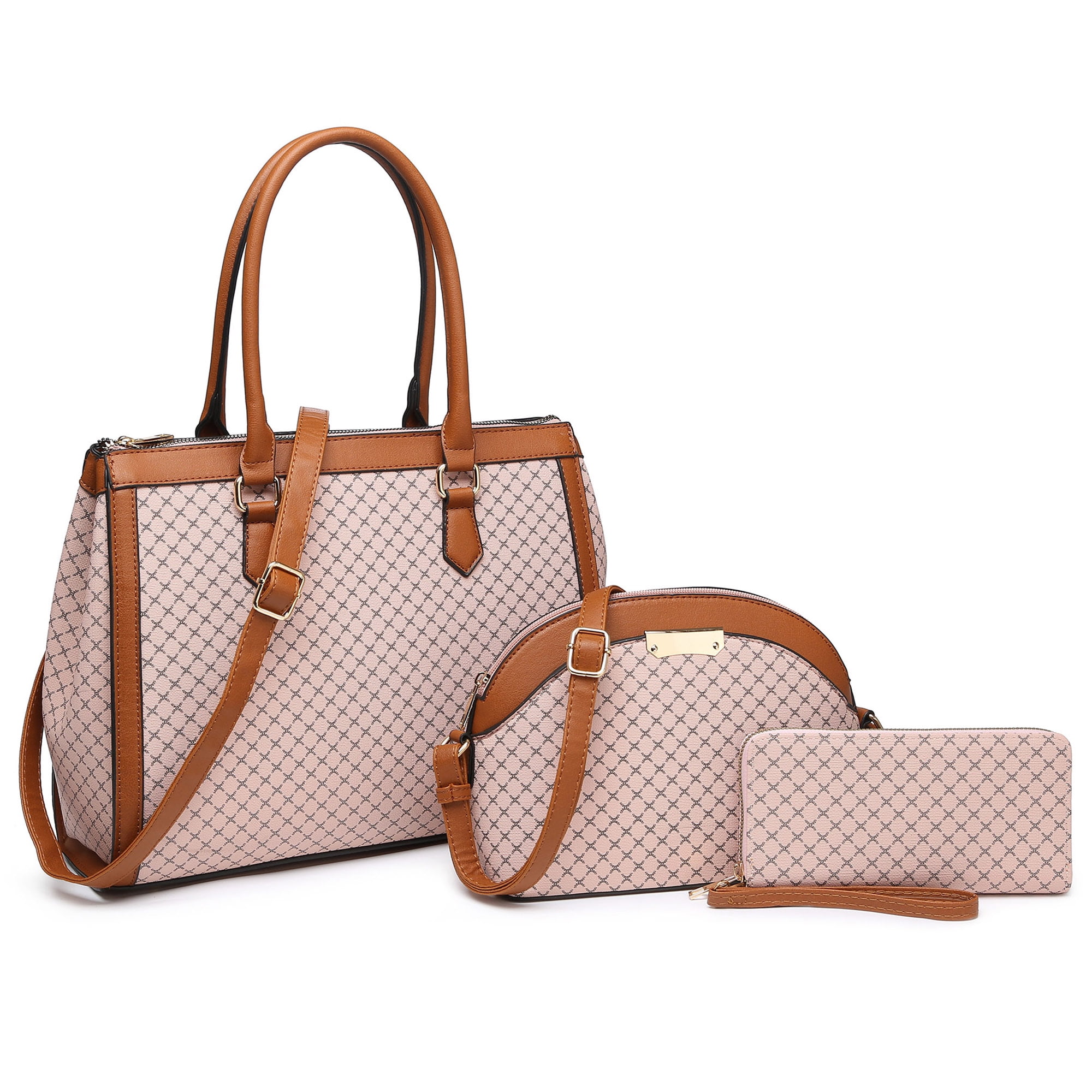 XB Checkered Handbags Set for Women Faux Leather Tote Satchel Bags with ...