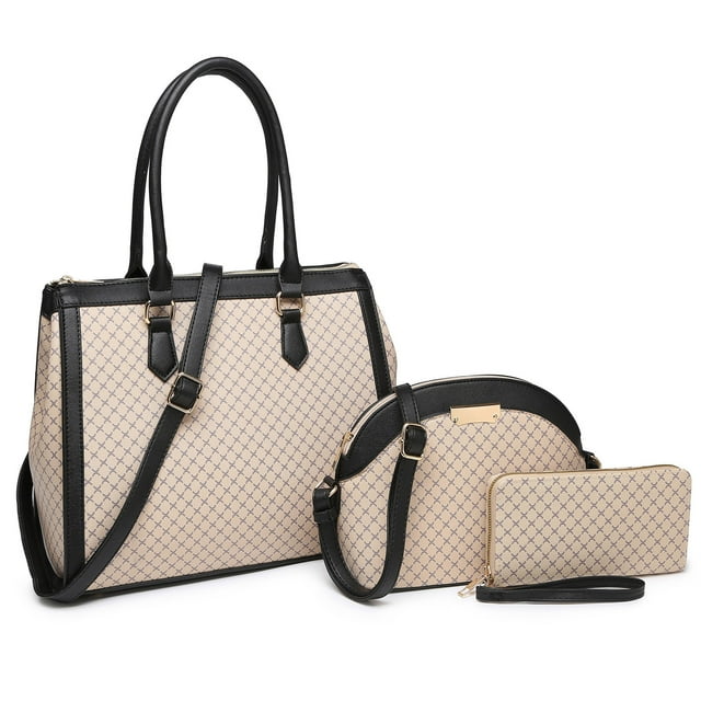 XB Checkered Handbags Set for Women Faux Leather Tote Satchel Bags with ...