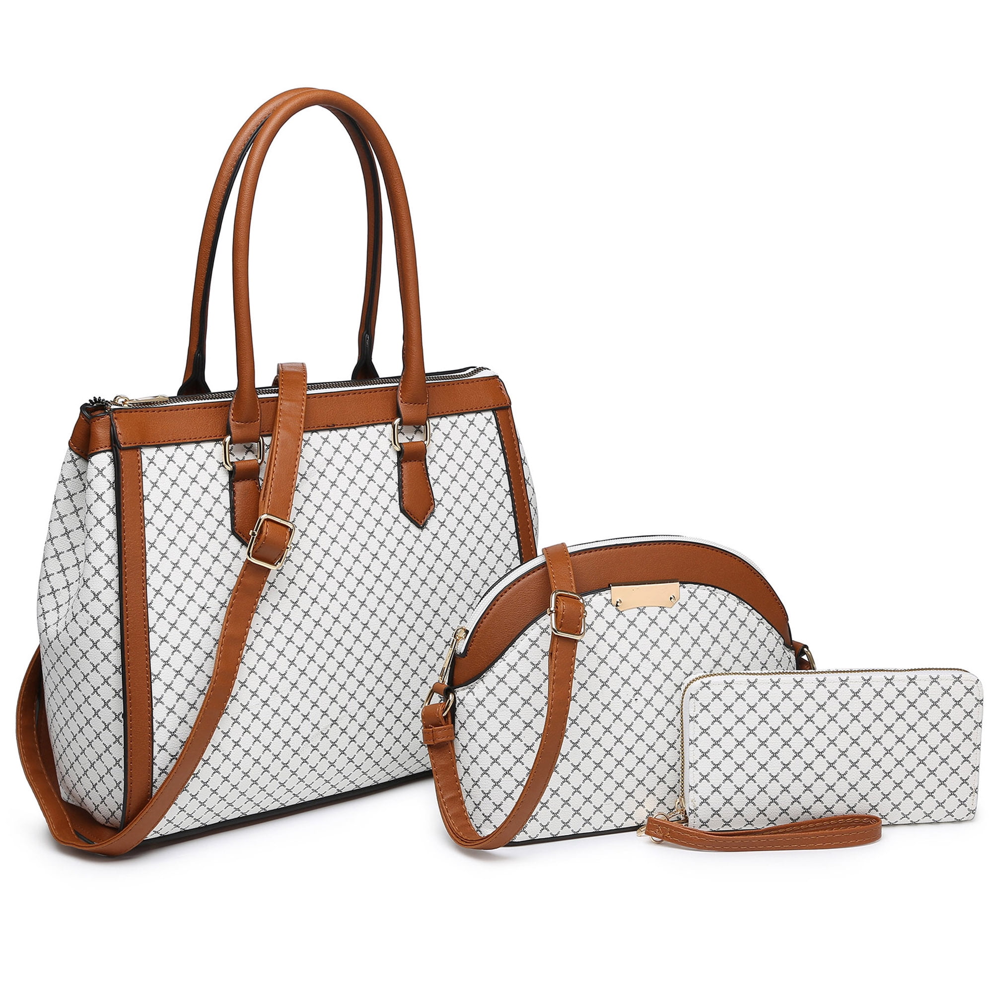 XB Checkered Handbags Set for Women Faux Leather Tote Satchel Bags with ...