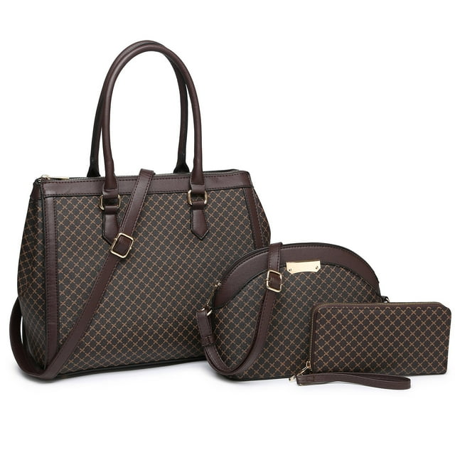XB Checkered Handbags Set for Women Faux Leather Tote Satchel Bags with ...
