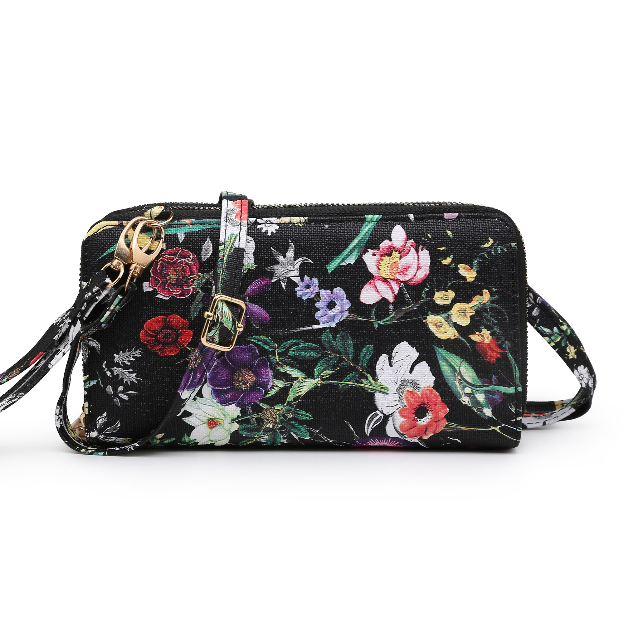 XB Womens RFID Blocking Crossbody Wallet Dual Zipper Card Holder Phone ...
