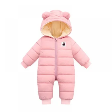 SYNPOS Baby Girl Boy Hooded Snowsuit Down Jumpsuit Warm Onesie Coat, Newborn, Windproof, Durable ...